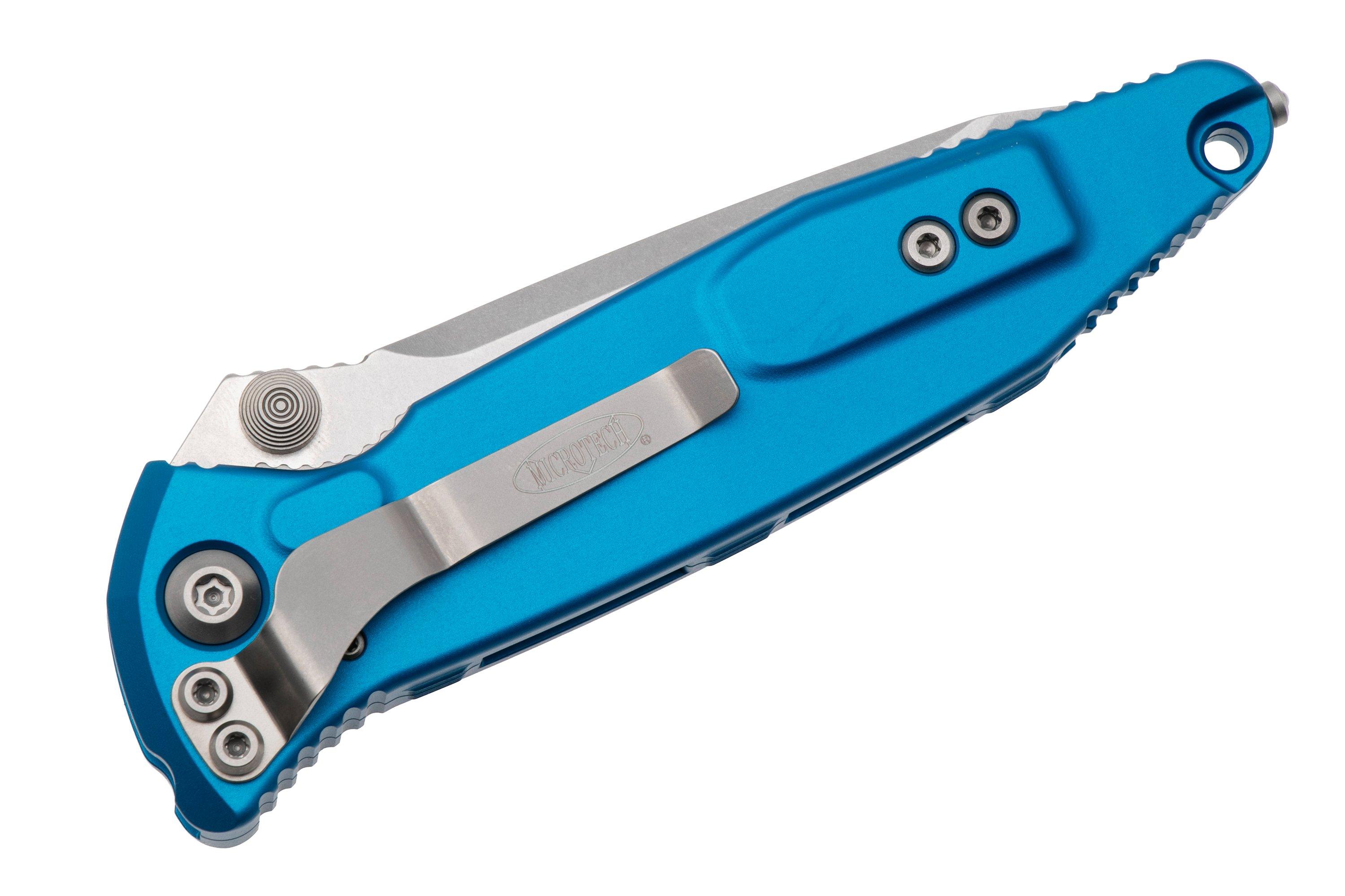 Microtech Socom Elite 161-11BL, Stonewashed M390 Tanto, Blue Aluminum ...