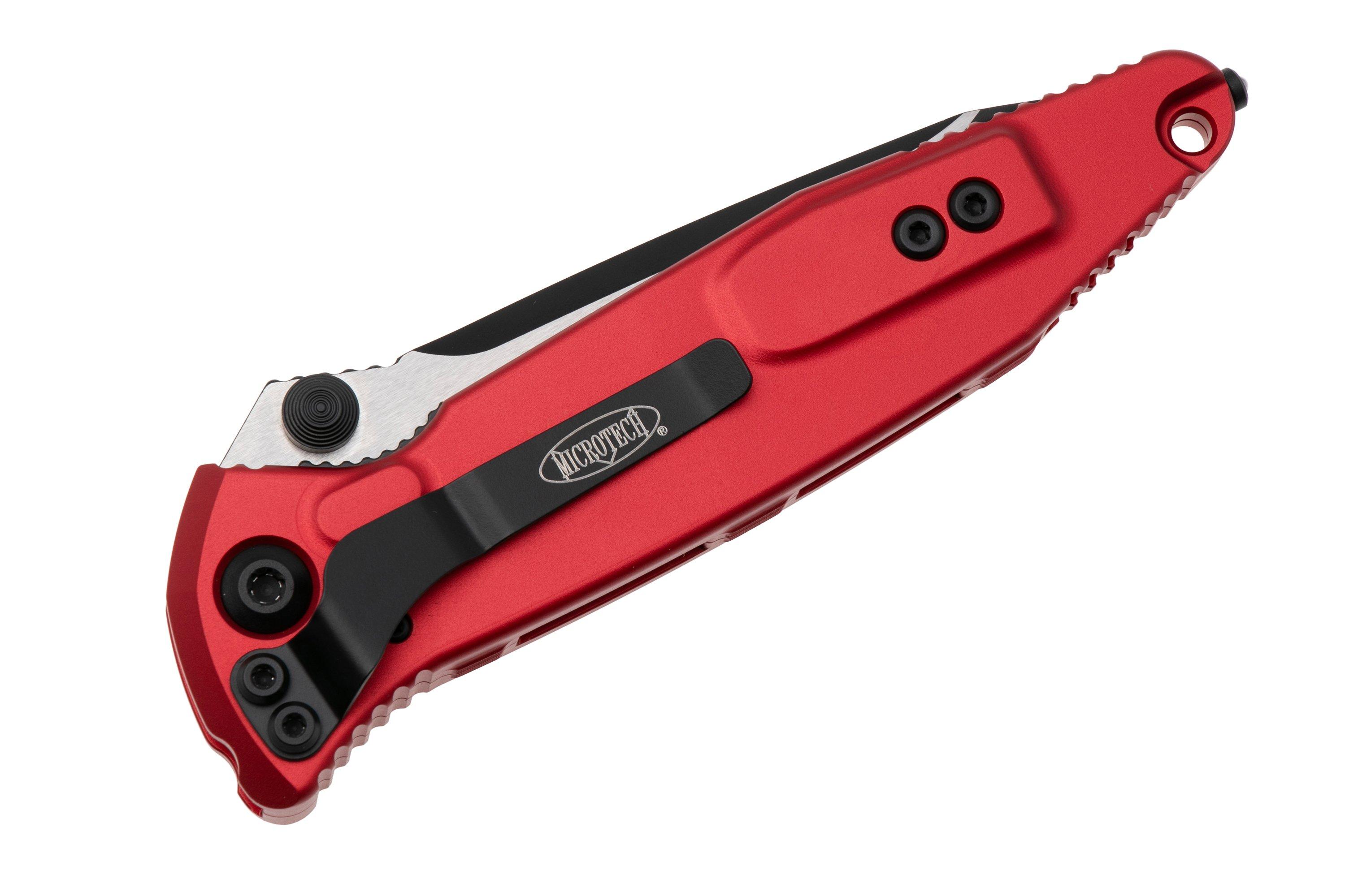 Microtech Socom Elite 161-1RD, Two Tone Black M390 Tanto, Red Aluminum ...
