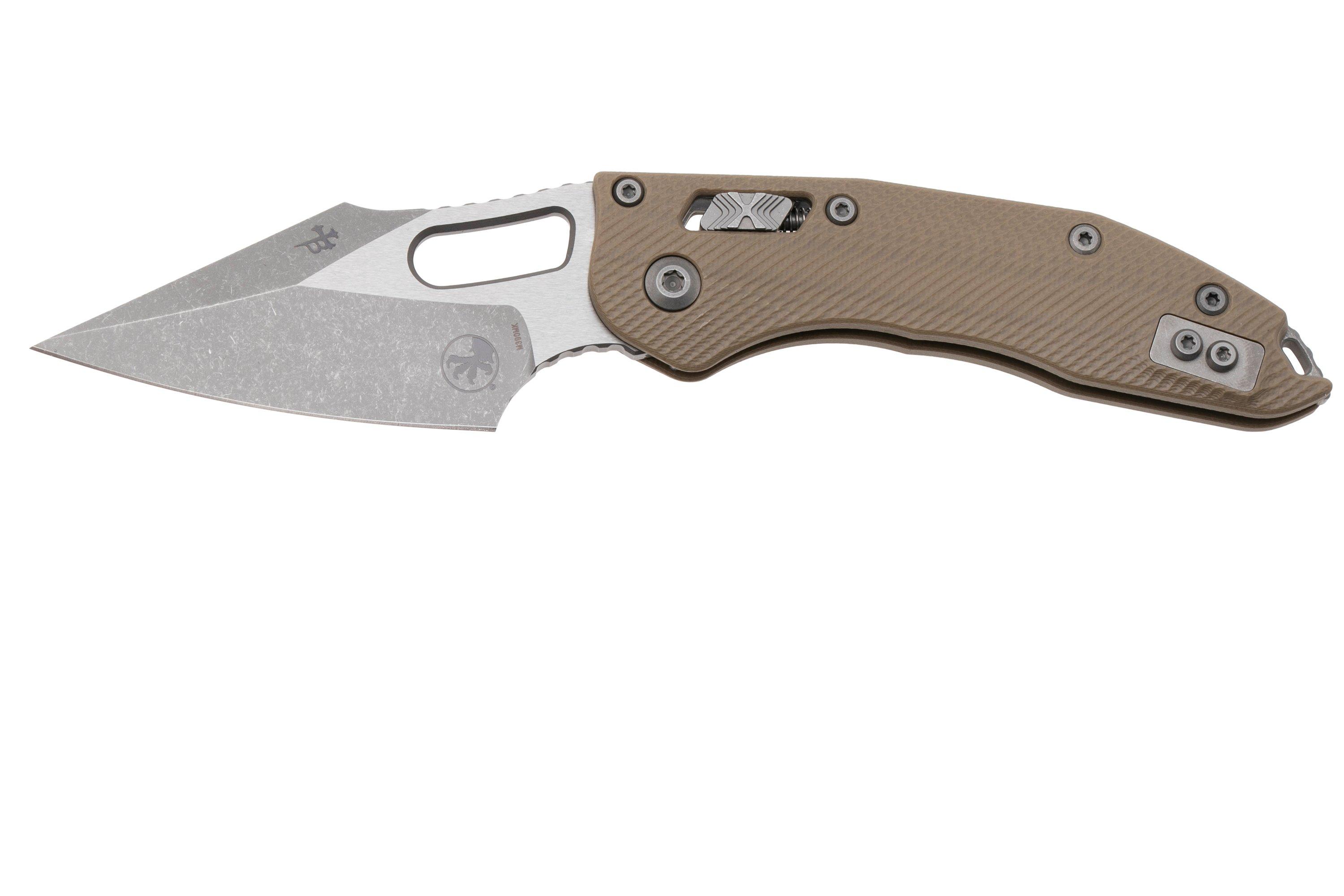 Microtech Stitch 169RL-10APFLGTTA, Apocalyptic Stonewashed M390MK, Fluted Tan G-10 Taschenmesser ...