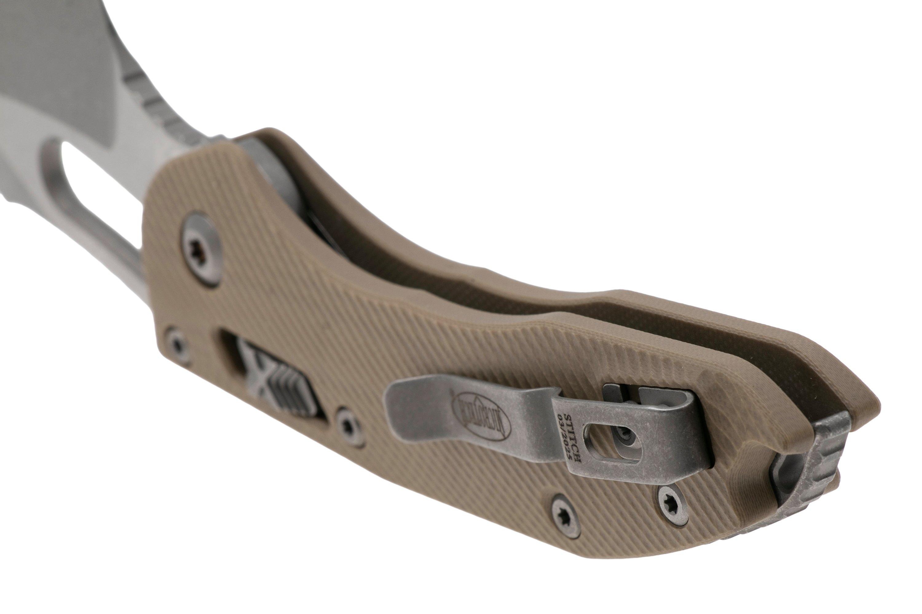 Microtech Stitch 169RL-10APFLGTTA, Apocalyptic Stonewashed M390MK, Fluted Tan G-10 Taschenmesser ...