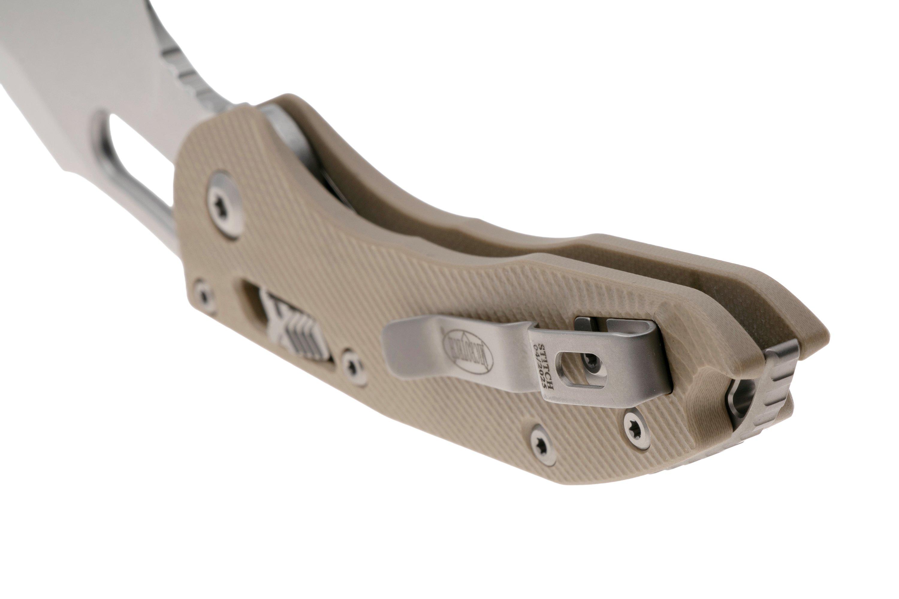 Microtech Stitch 169RL-10FLGTTA, Stonewashed M390MK, Fluted Tan G10 Taschenmesser, Borka Blades ...