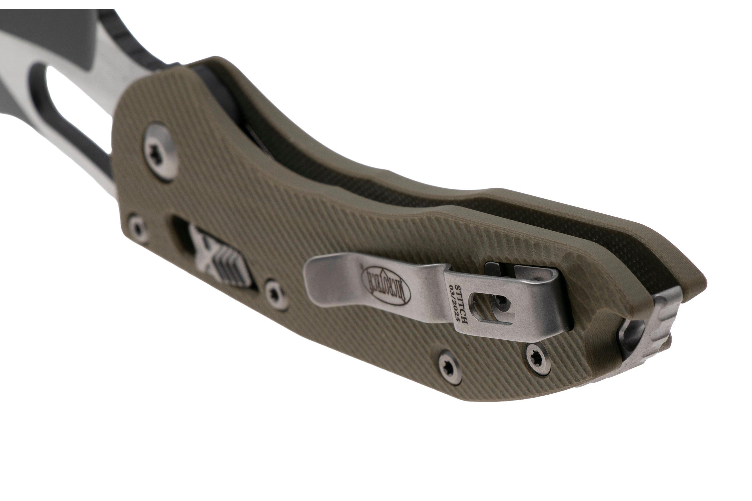 Microtech Stitch 169RL-1FLGTOD, Two Tone Black M390MK, Fluted OD-Green G10 pocket knife, Borka ...