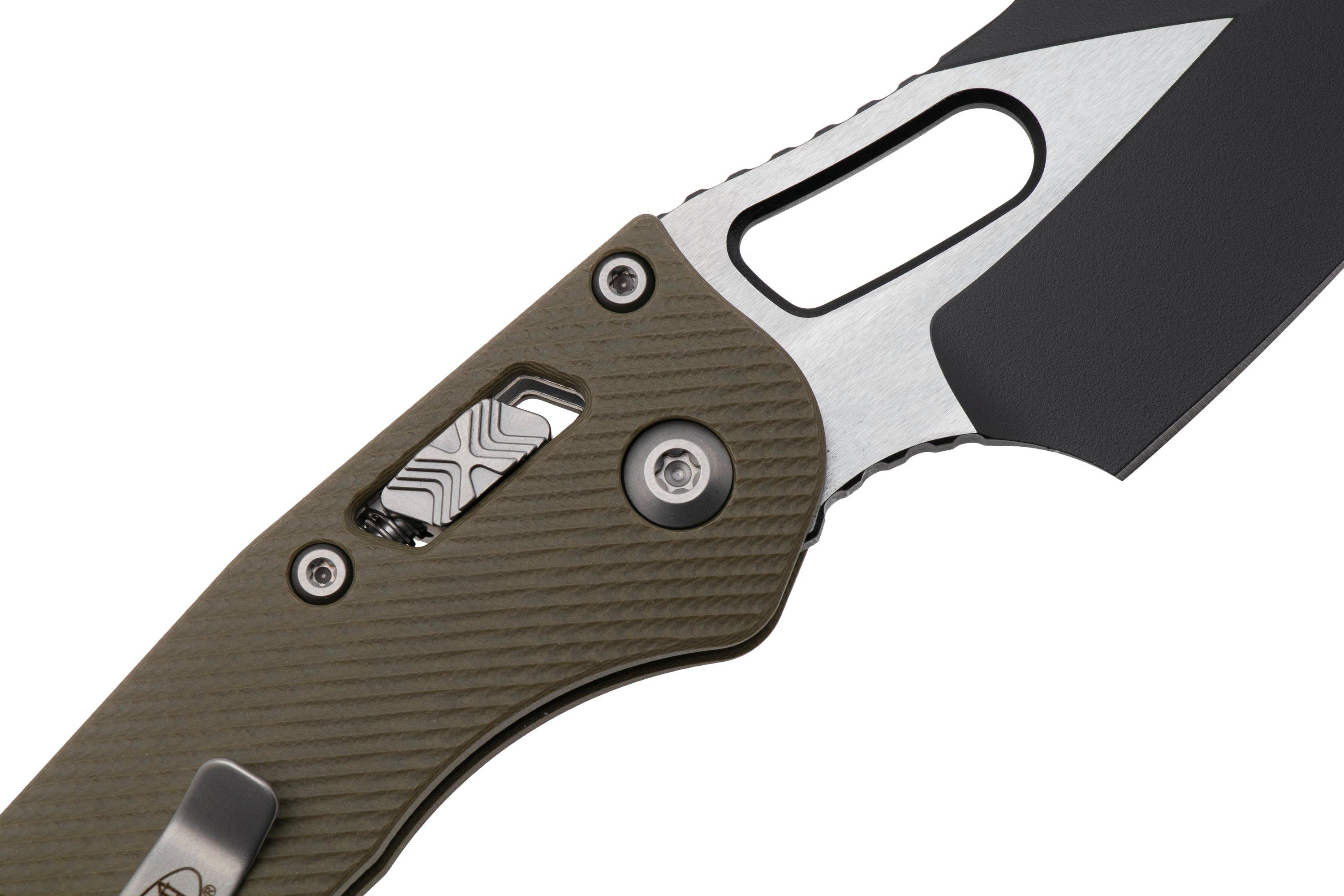 Microtech Stitch 169RL-1FLGTOD, Two Tone Black M390MK, Fluted OD-Green G10 navalha, Borka Blades ...