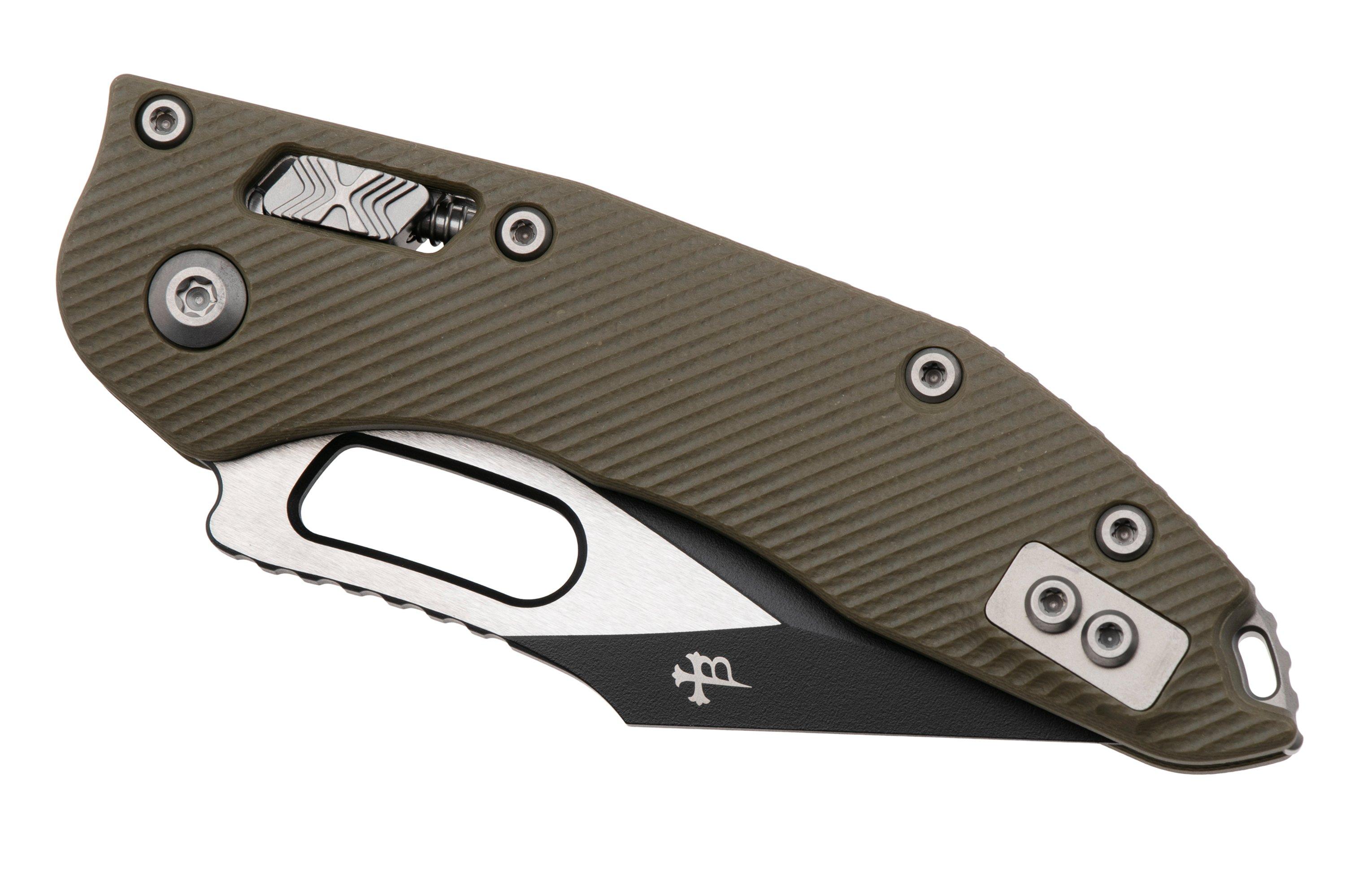 Microtech Stitch 169RL-1FLGTOD, Two Tone Black M390MK, Fluted OD-Green ...