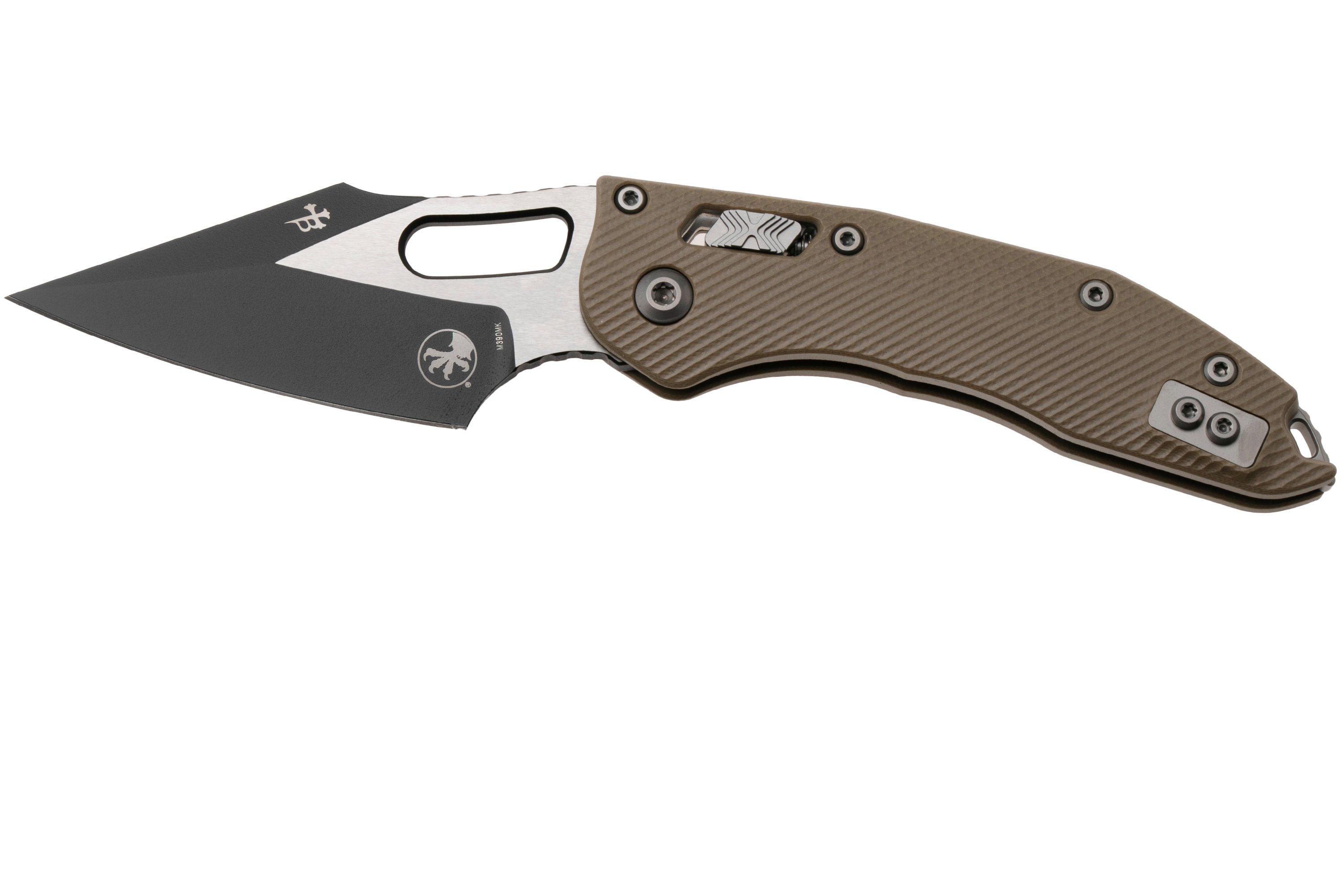 Microtech Stitch 169RL-1FLGTTA, Two Tone Black M390MK, Fluted Tan G-10 navalha, Borka Blades ...