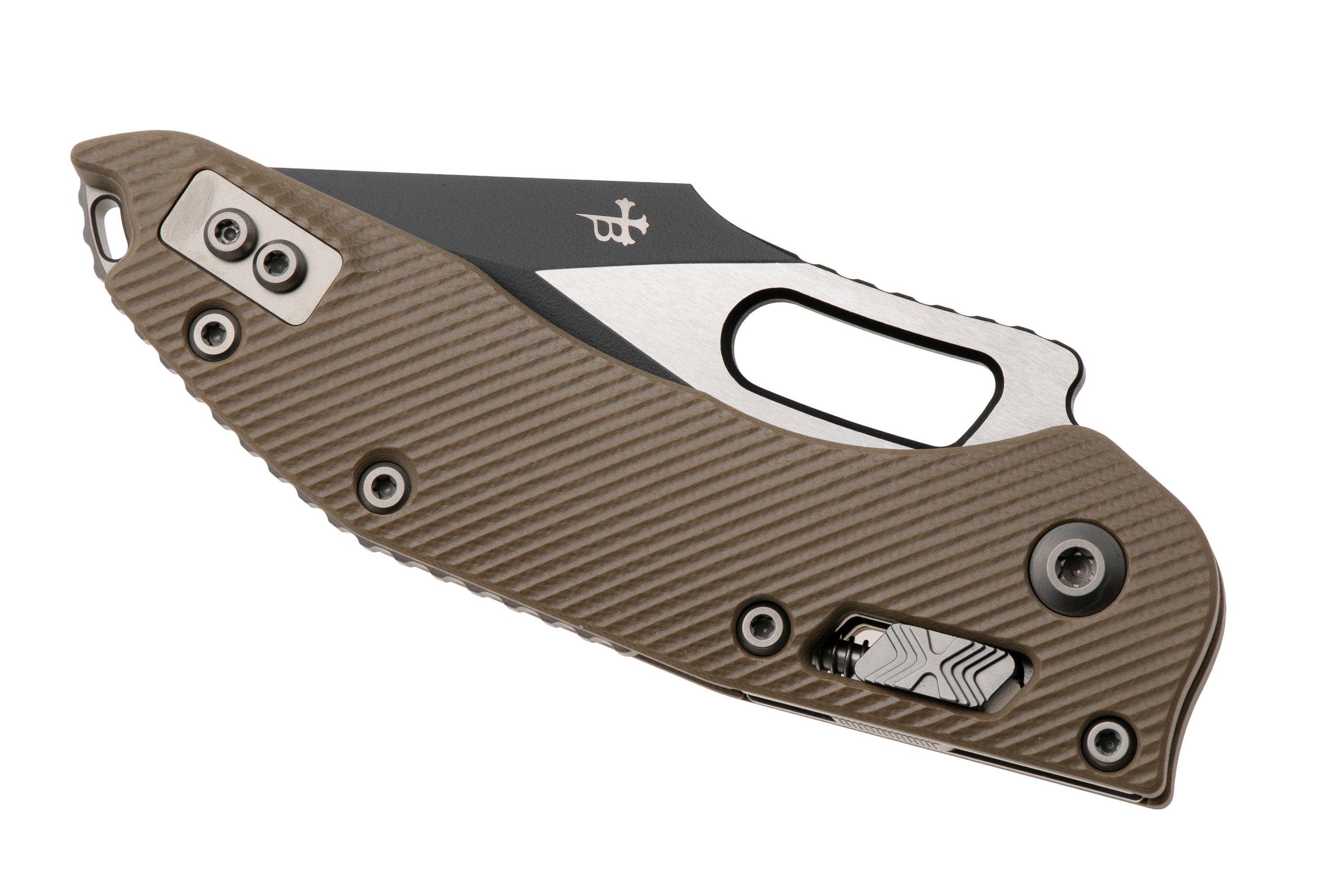 Microtech Stitch 169RL-1FLGTTA, Two Tone Black M390MK, Fluted Tan G-10 Taschenmesser, Borka ...