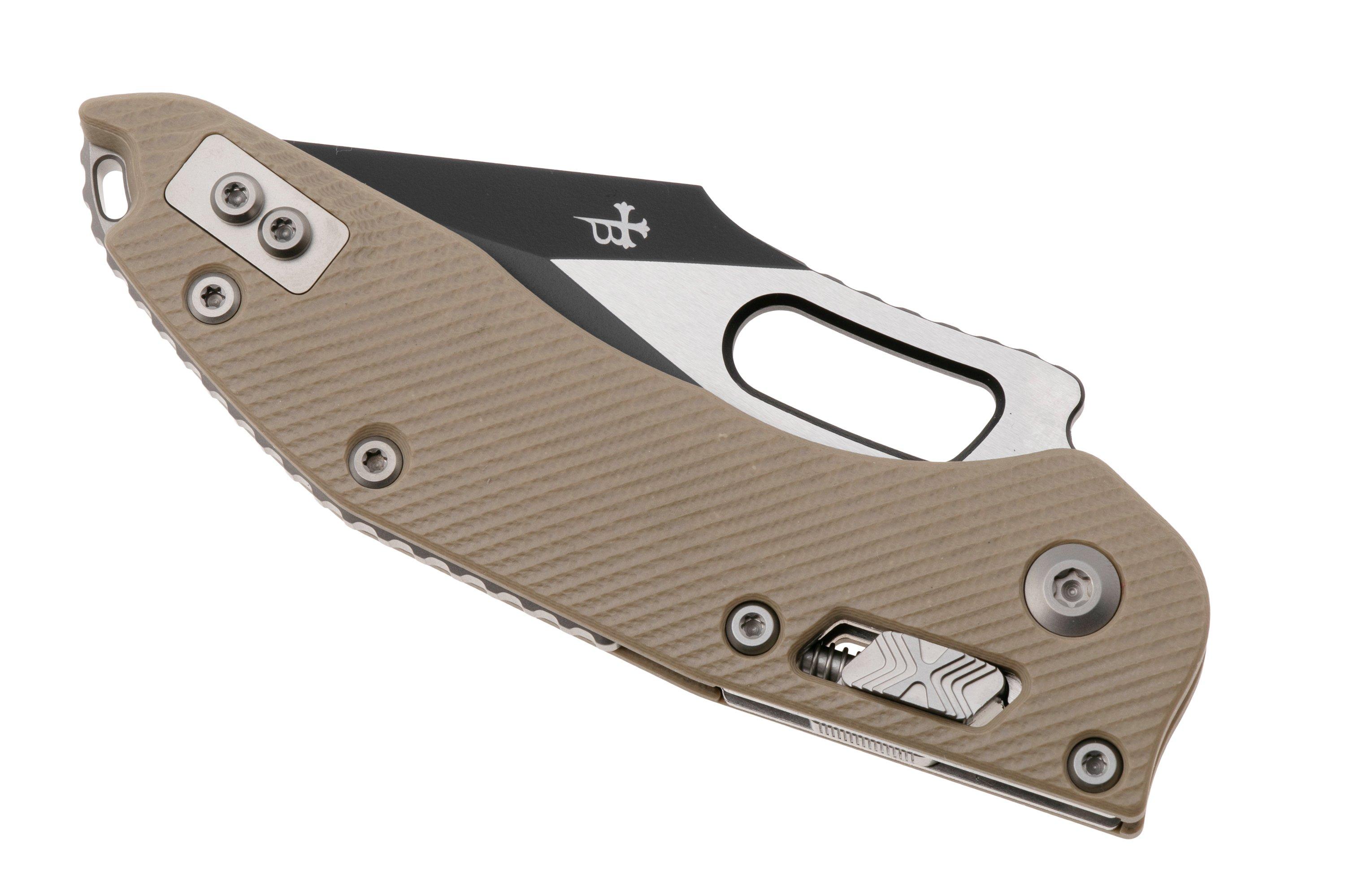 Microtech Stitch 169RL-2FLGTTA, Two Tone M390MK, Fluted Tan G10 Teilwellenschliff Taschenmesser ...