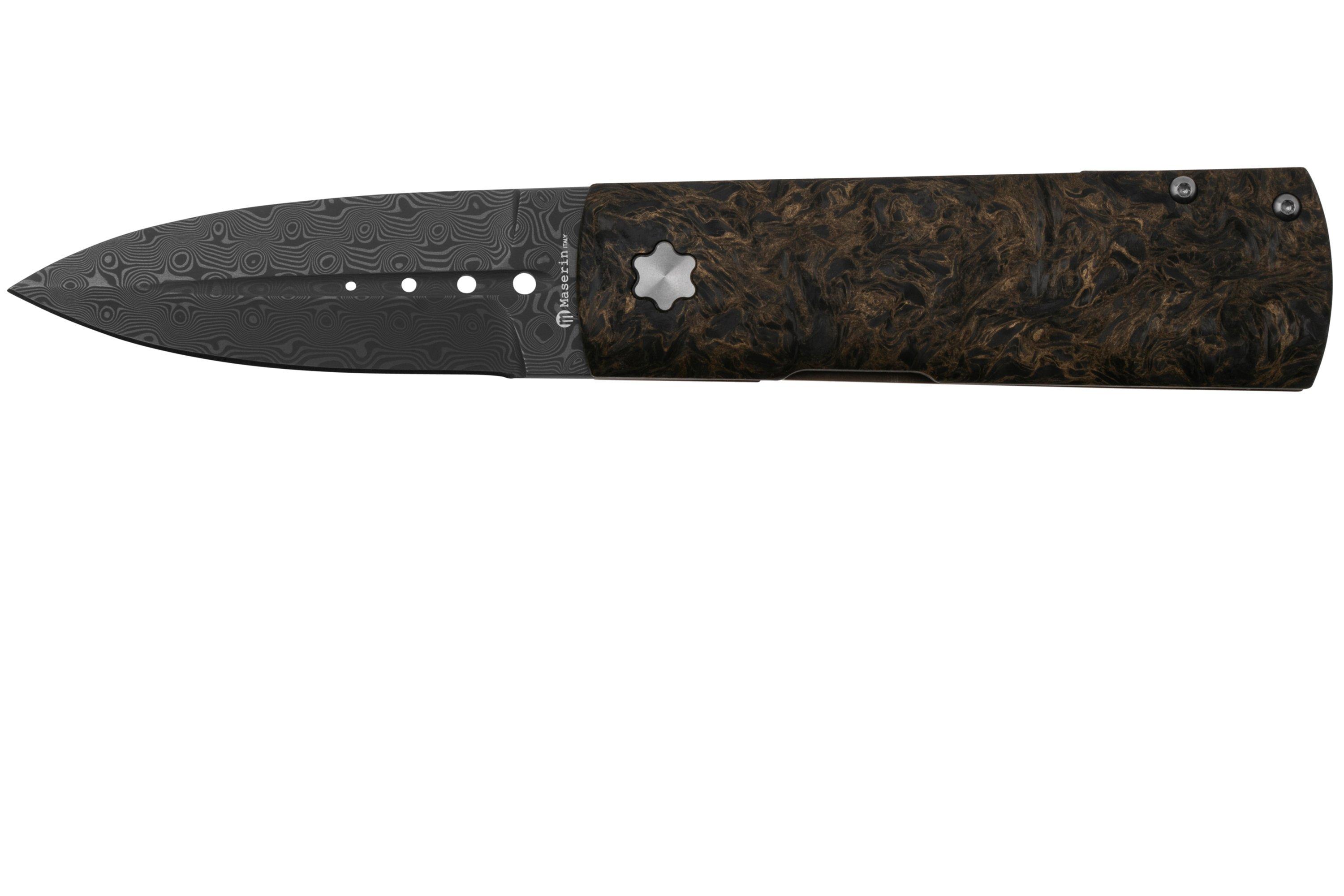 Maserin Daga 372-DG Damascus, Gold Fatcarbon, pocket knife, Attilio ...