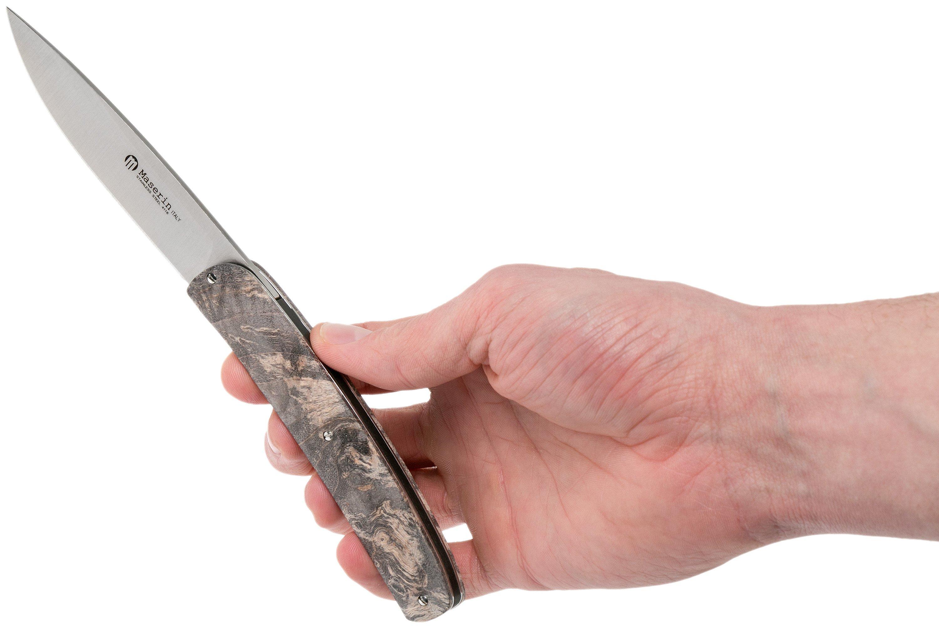 Maserin Gourmet Black Burl pocket knife, 380/RN | Advantageously ...