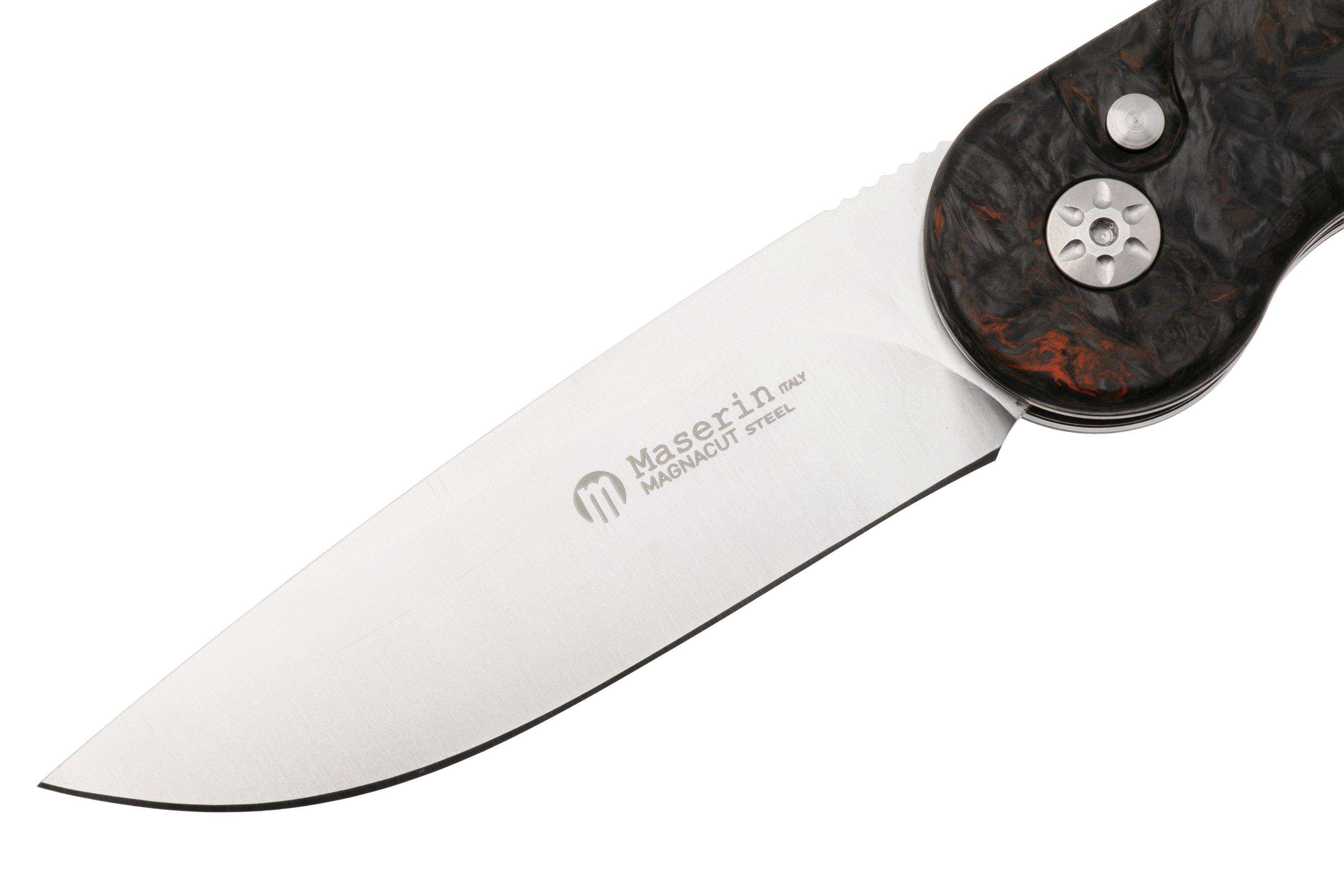 Maserin Summit 490/FCA Satin MagnaCut, Black Orange FatCarbon, pocket ...