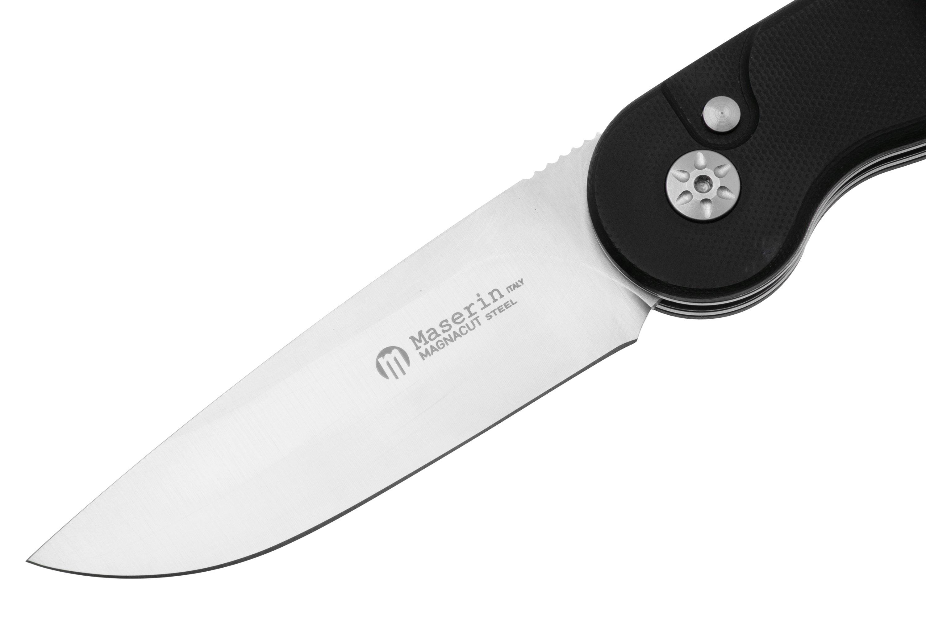Maserin Summit 490-G10N, Satin MagnaCut, Black G10 pocket knife ...