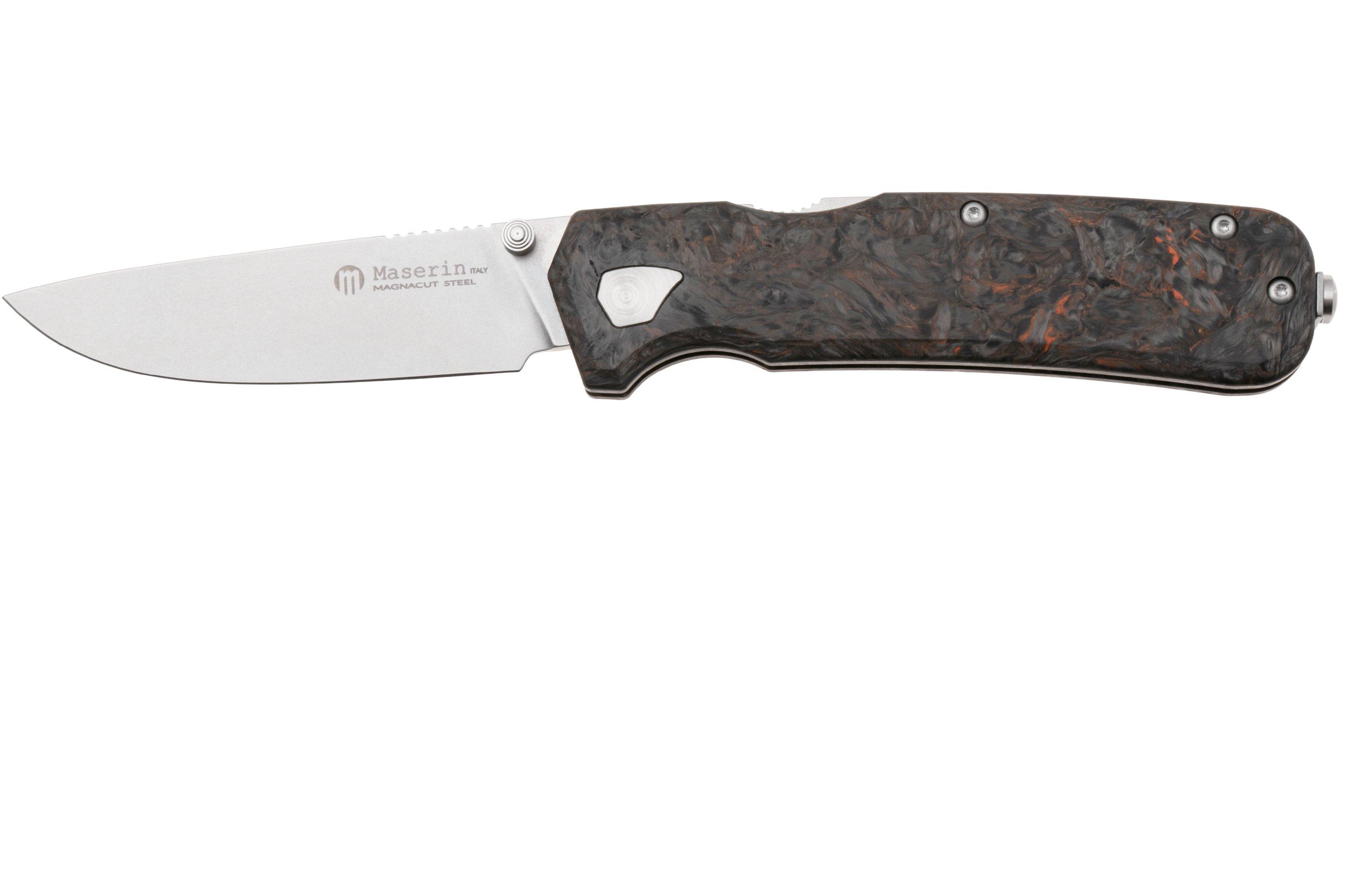 Maserin 630/FCA Pulse Magnacut, Black/Orange Fatcarbon, pocket knife ...