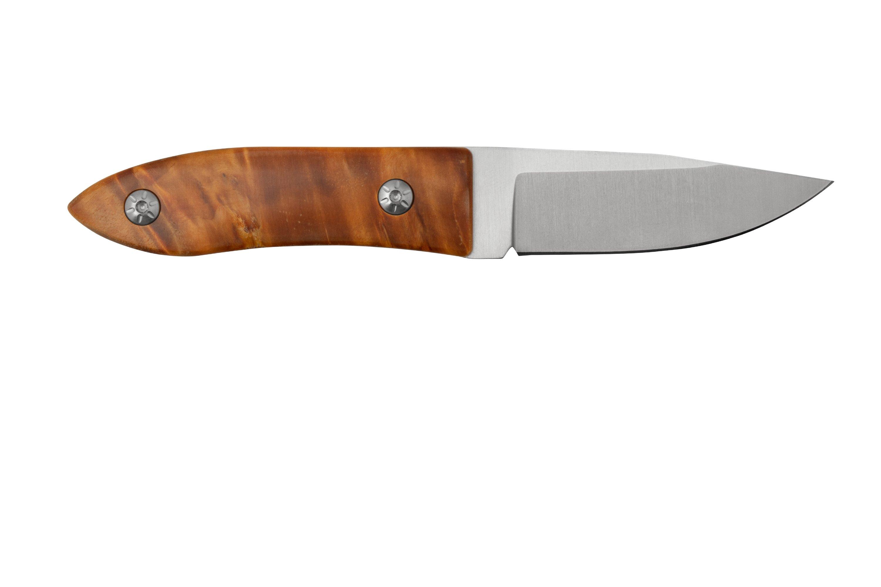 Maserin AM22, 923-RA Brown Poplar Burl, feststehendes Messer, Atillio ...