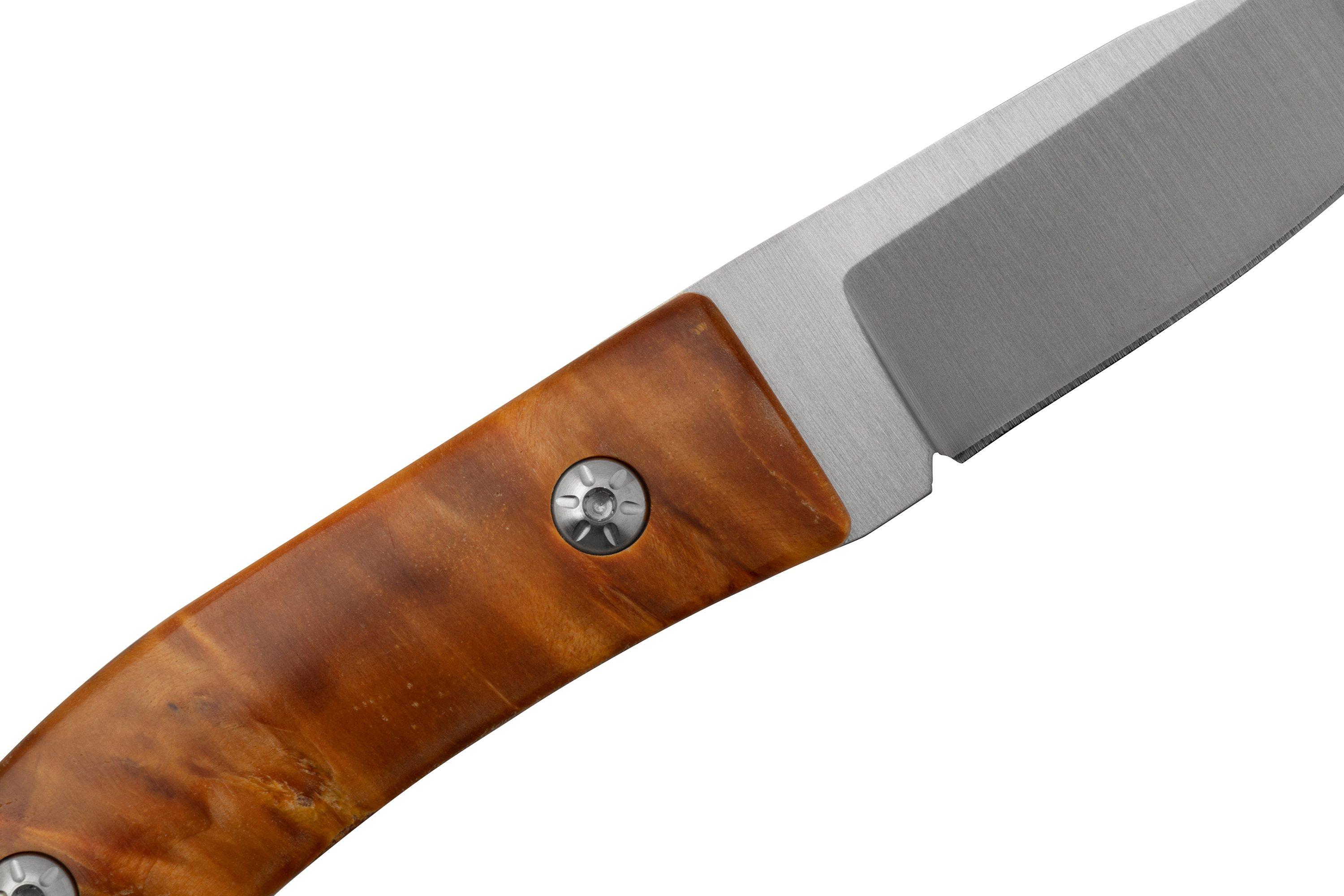 Maserin AM22, 923-RA Brown Poplar Burl, feststehendes Messer, Atillio ...