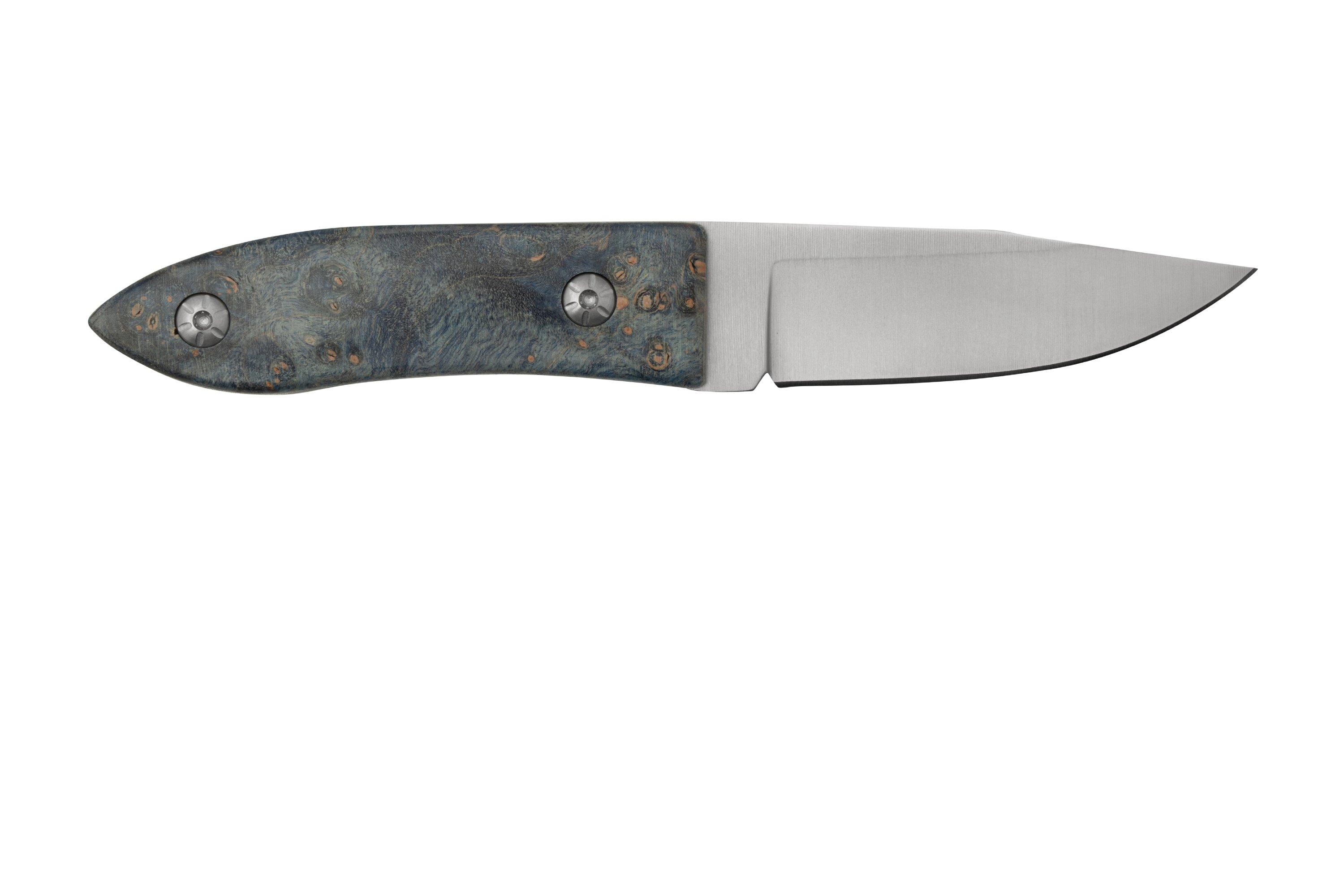 Maserin AM22, 923-RB Blue Poplar Burl, coltello fisso, Atillio Morotti ...