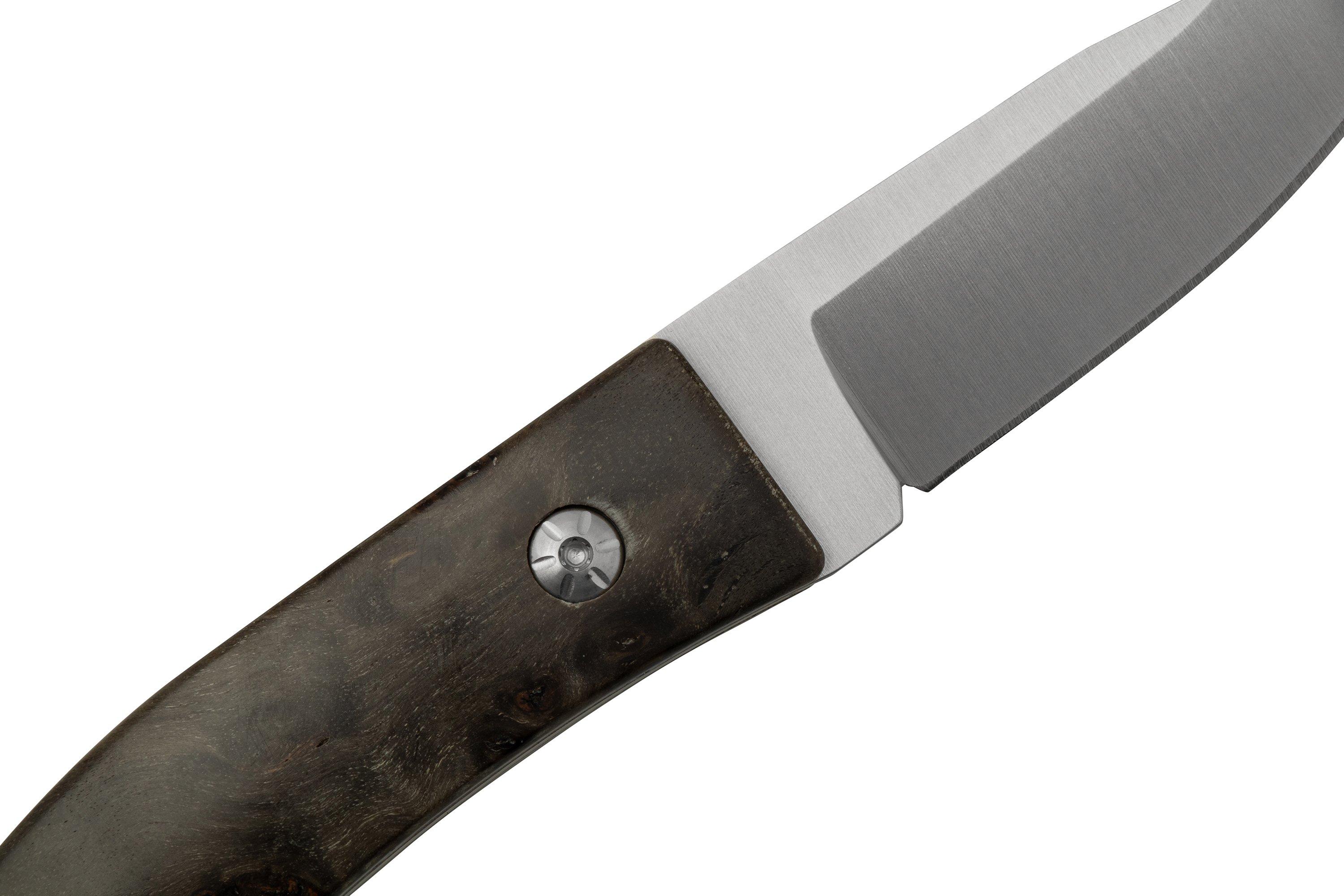 Maserin AM22, 923-RN Black Poplar Burl, fixed knife, Atillio Morotti ...