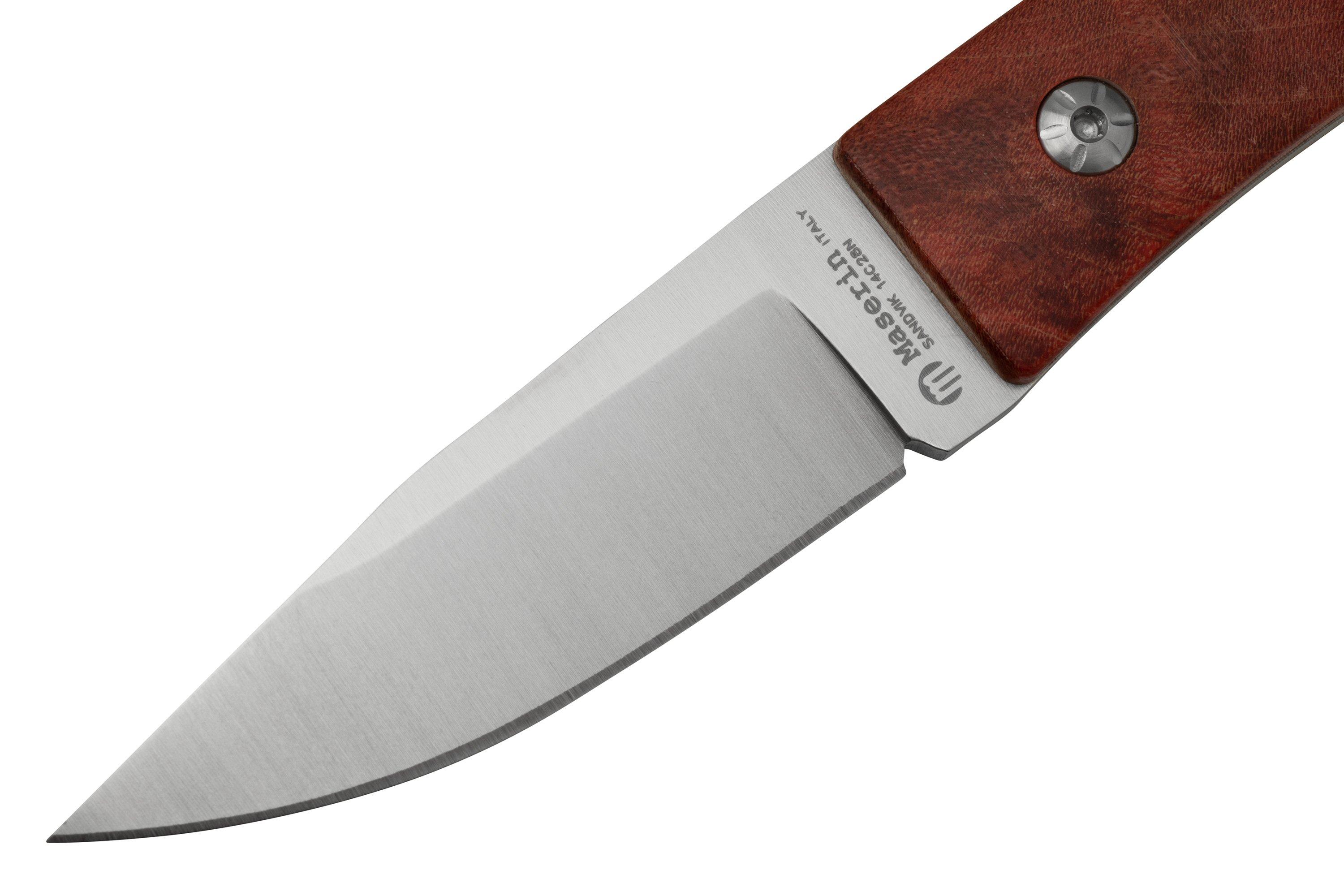 Maserin AM22, 923-RR Red Poplar Burl, fixed knife, Atillio Morotti ...