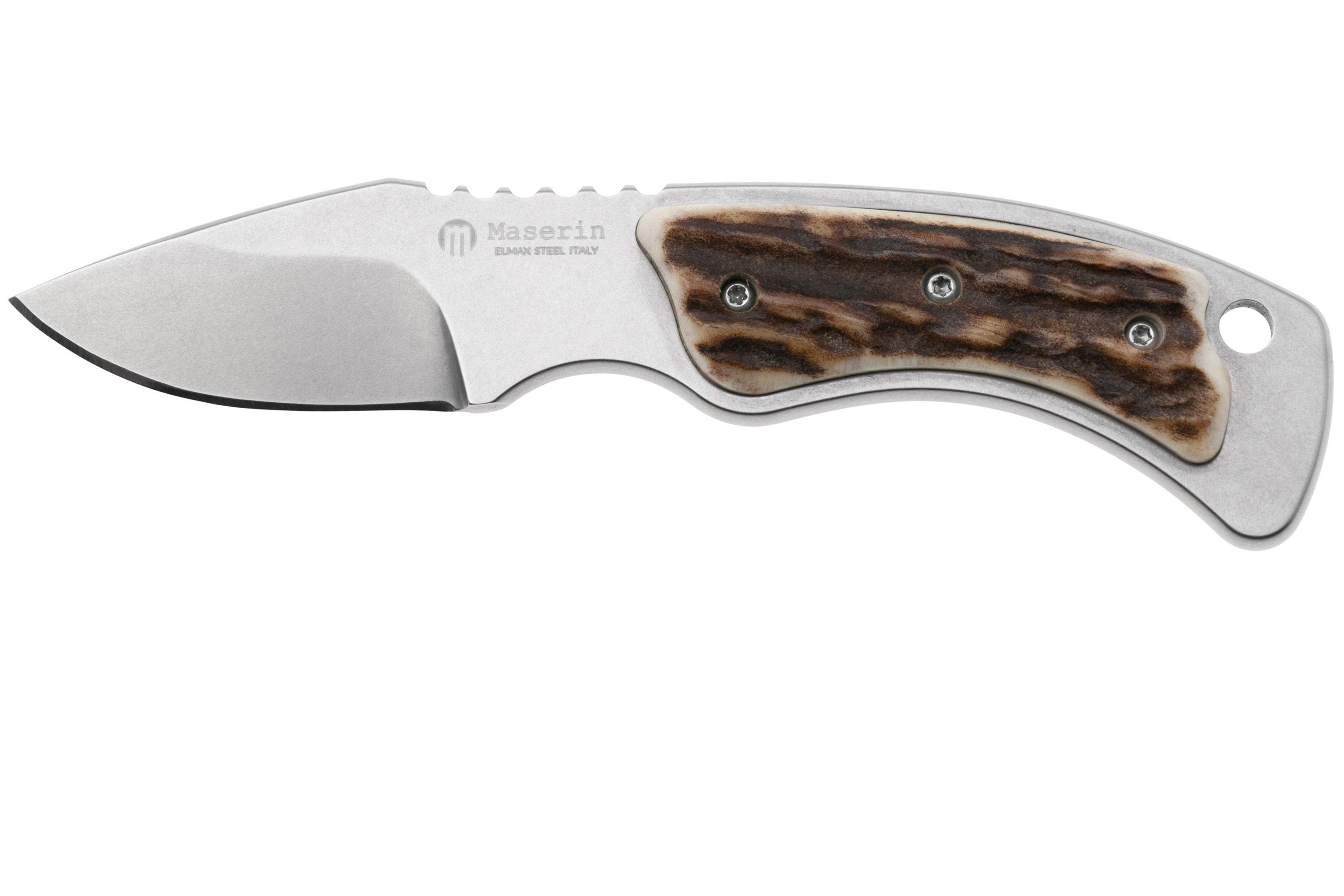 Maserin Mini Trapper 924-CV-2 Stonewashed Elmax, Stag Horn, Leather ...