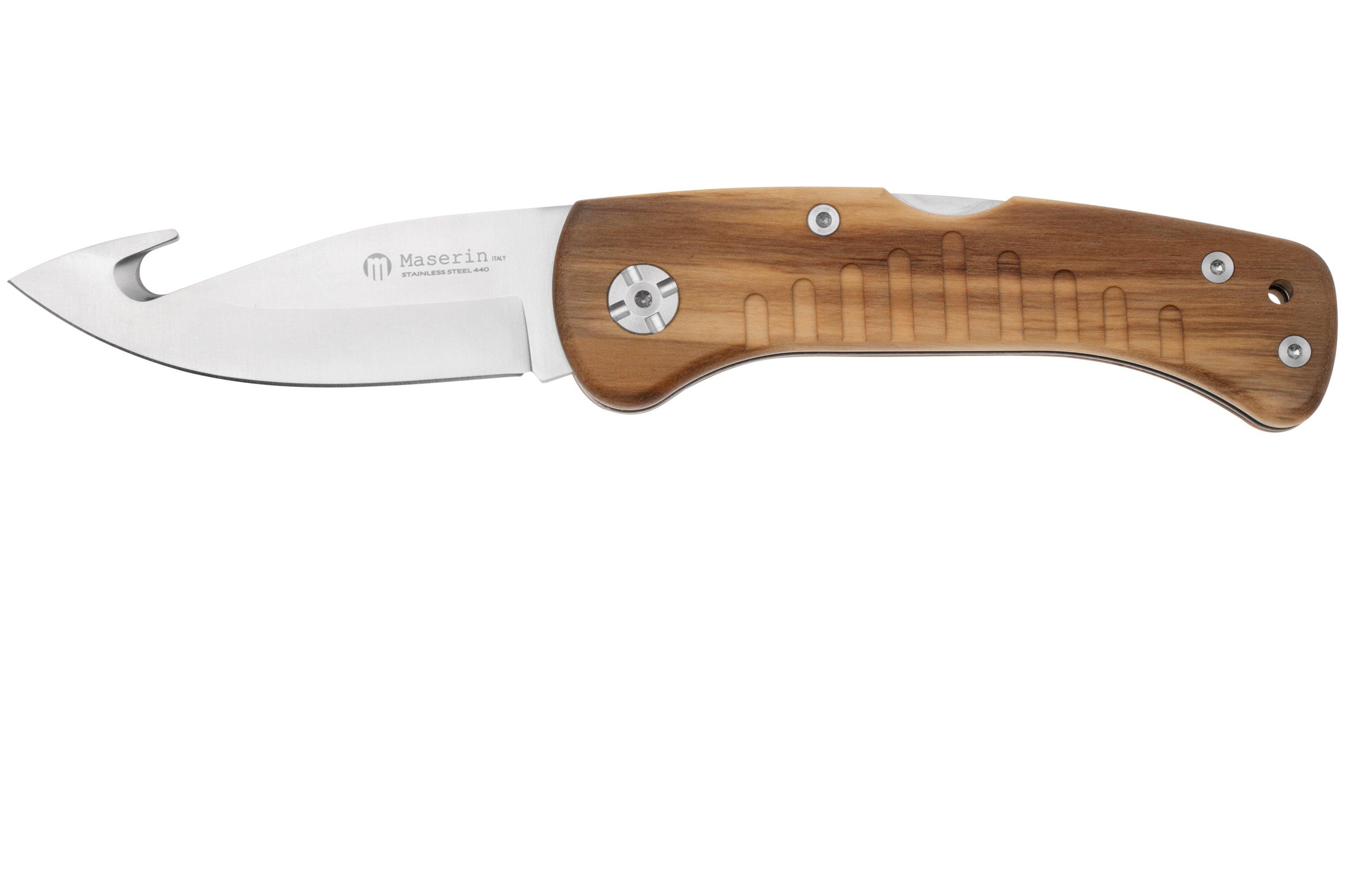 Maserin 763 Skinner Olive Wood, Gut Hook, hunting pocket knife ...
