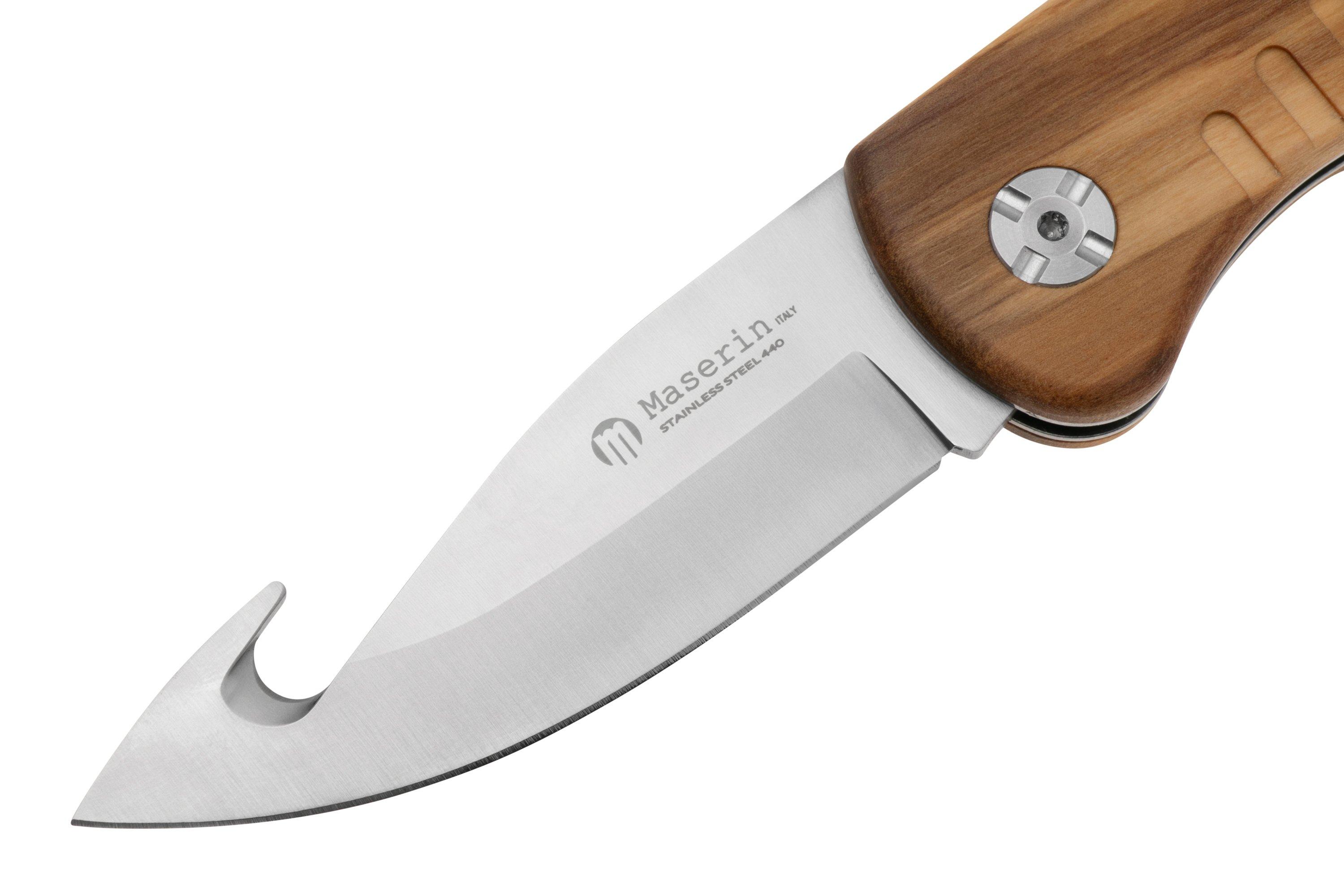 Maserin 763 Skinner Olive Wood, Gut Hook, coltello da caccia tascabile ...