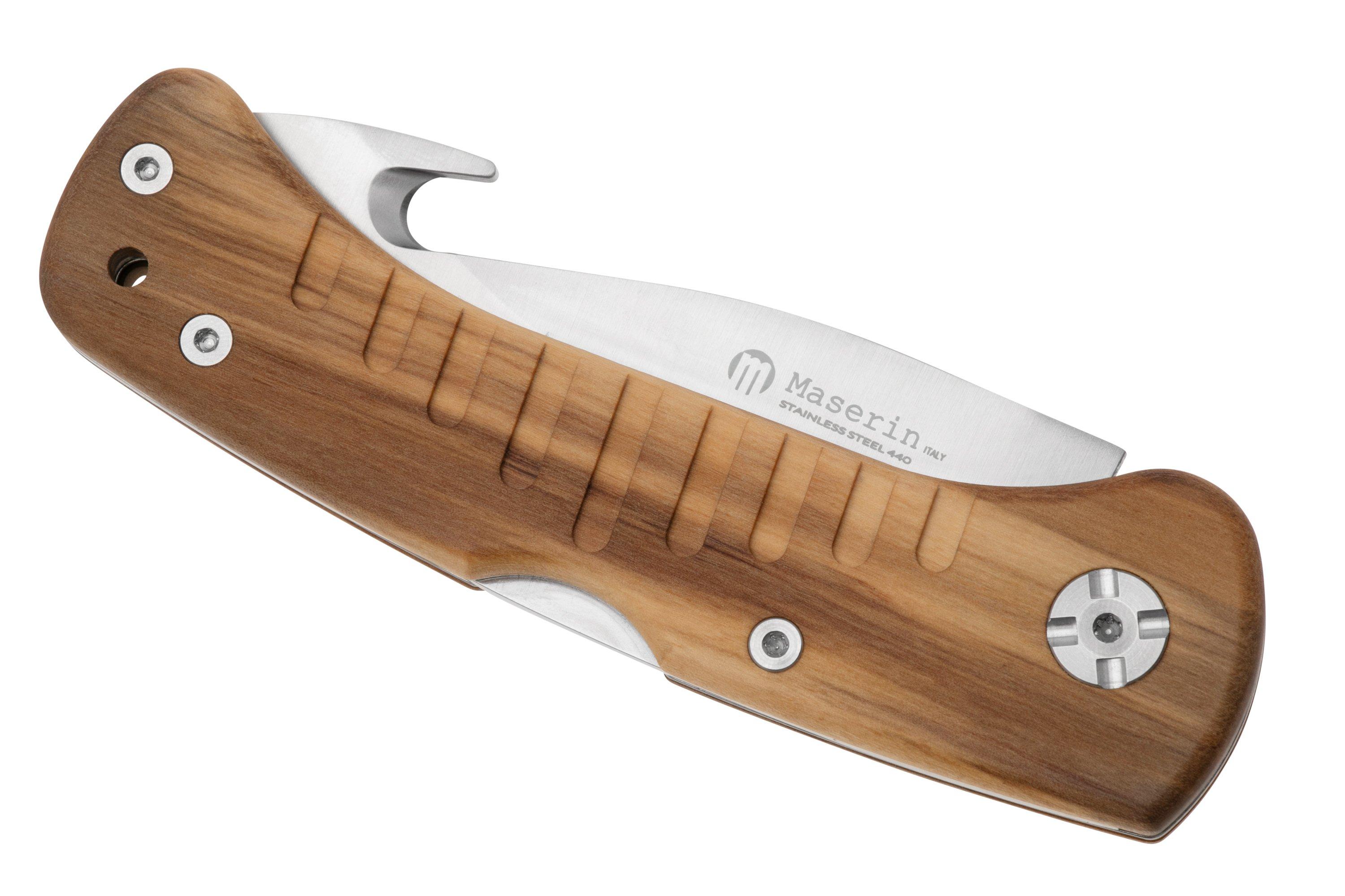 Maserin 763 Skinner Olive Wood, Gut Hook, hunting pocket knife ...