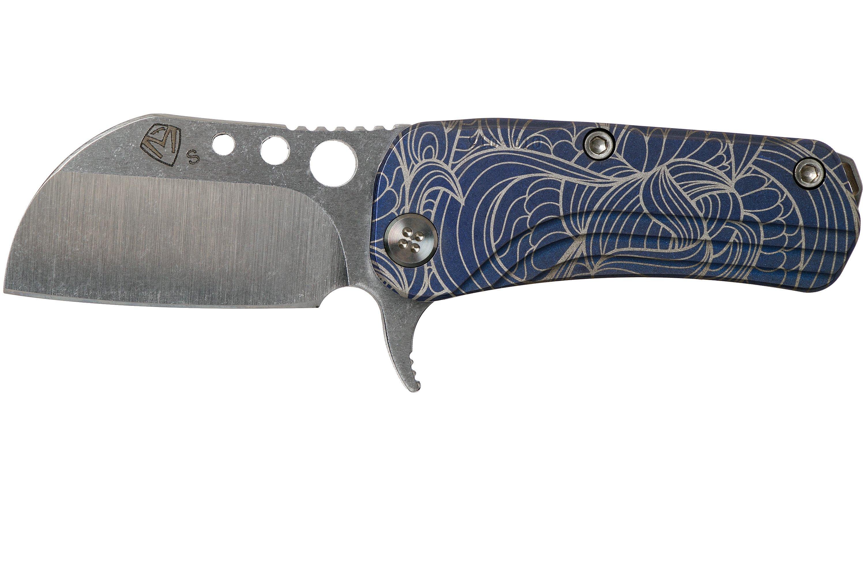 Medford Chunky Monkey S35VN Tumbled, Blue Art Nouveau Flora Handle ...