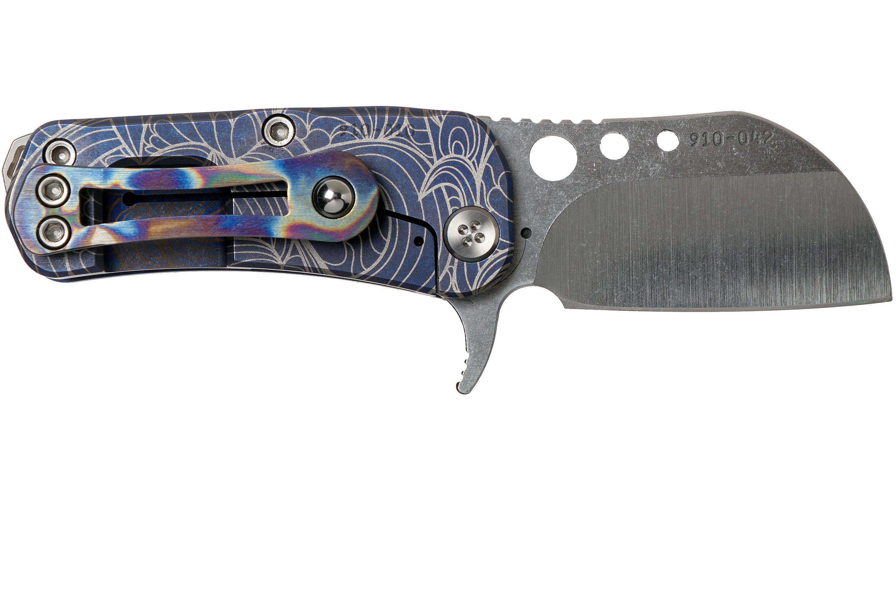 Medford Chunky Monkey S35VN Tumbled, Blue Art Nouveau Flora Handle ...