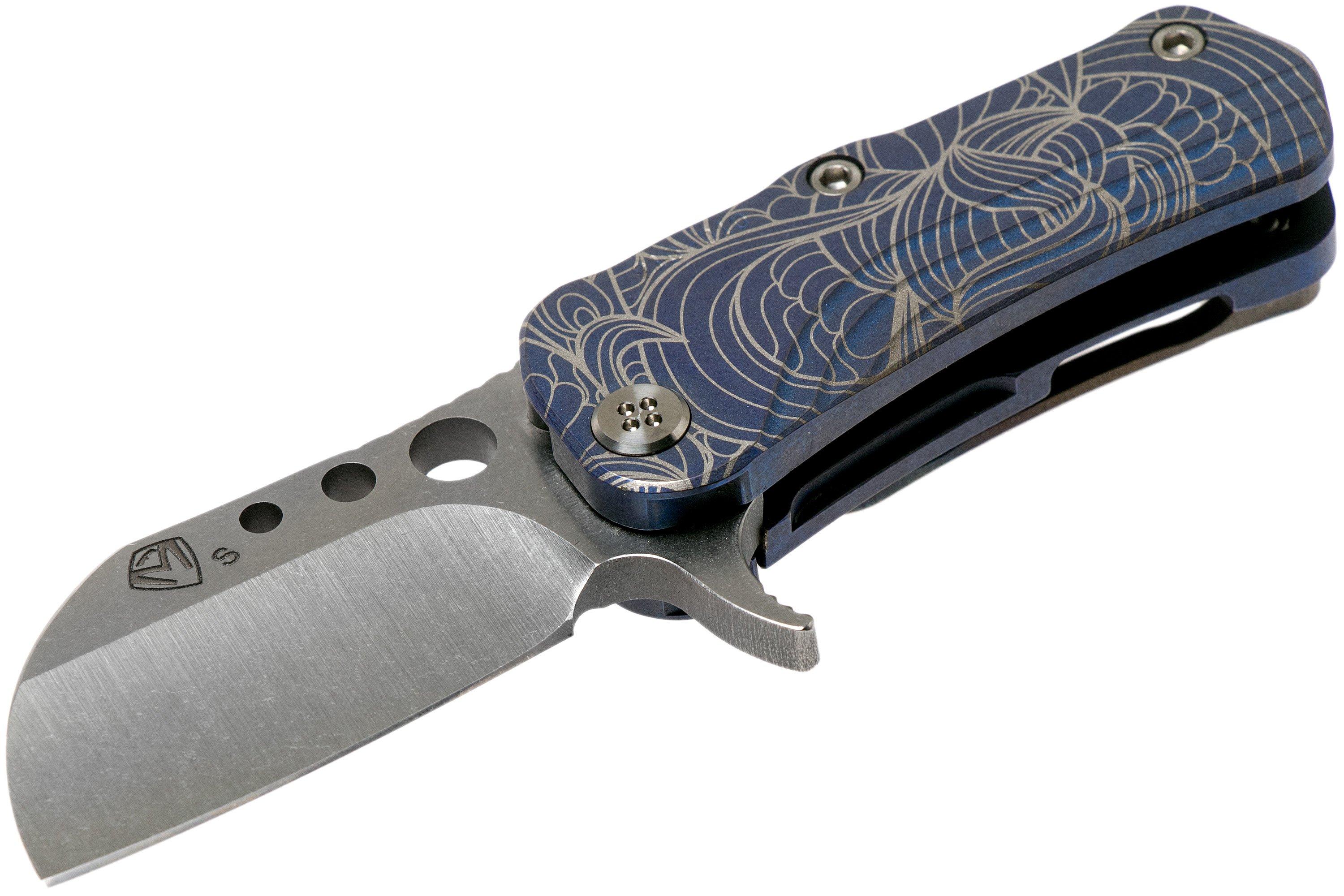 Medford Chunky Monkey S35VN Tumbled, Blue Art Nouveau Flora Handle ...