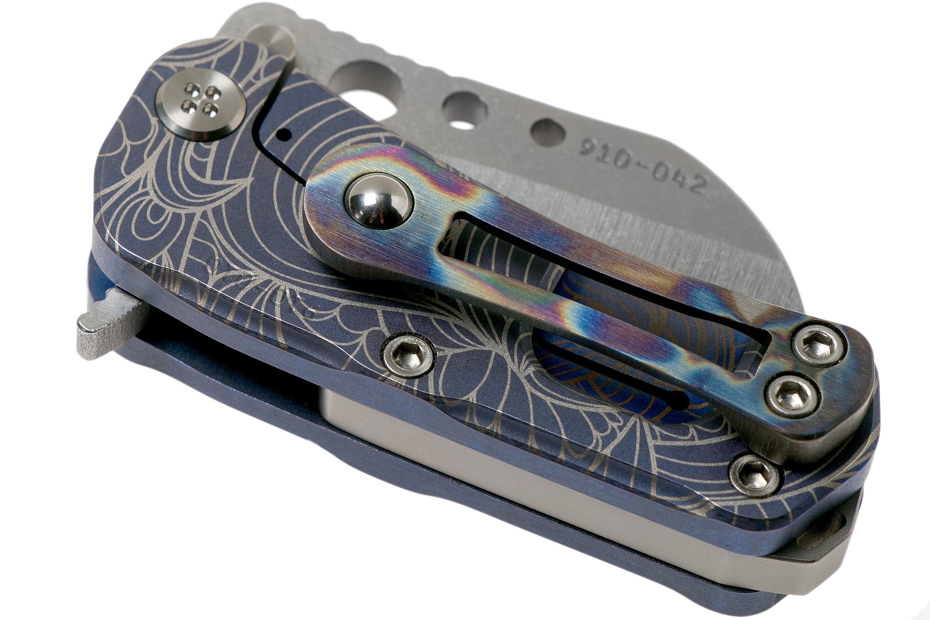 Medford Chunky Monkey S35VN Tumbled, Blue Art Nouveau Flora Handle ...