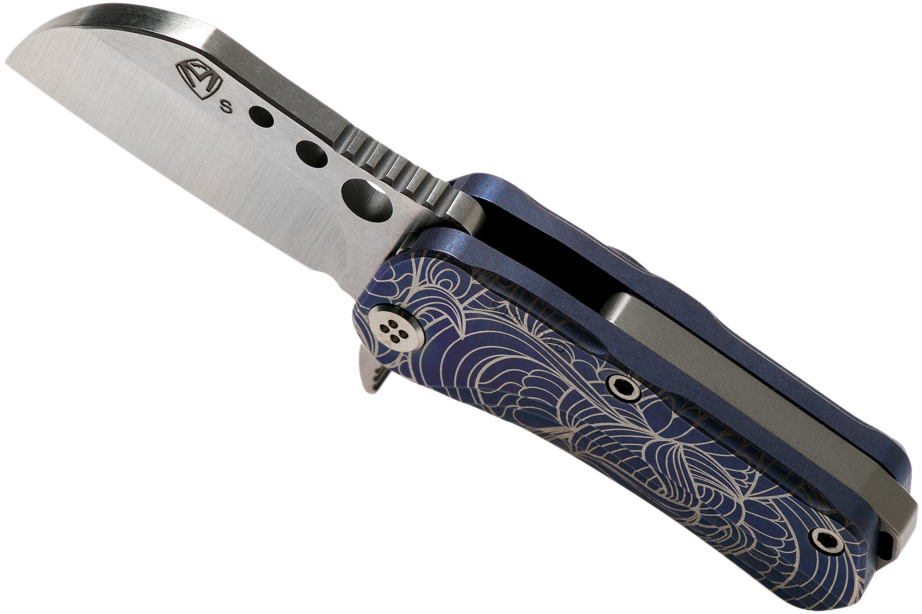 Medford Chunky Monkey S35VN Tumbled, Blue Art Nouveau Flora Handle ...