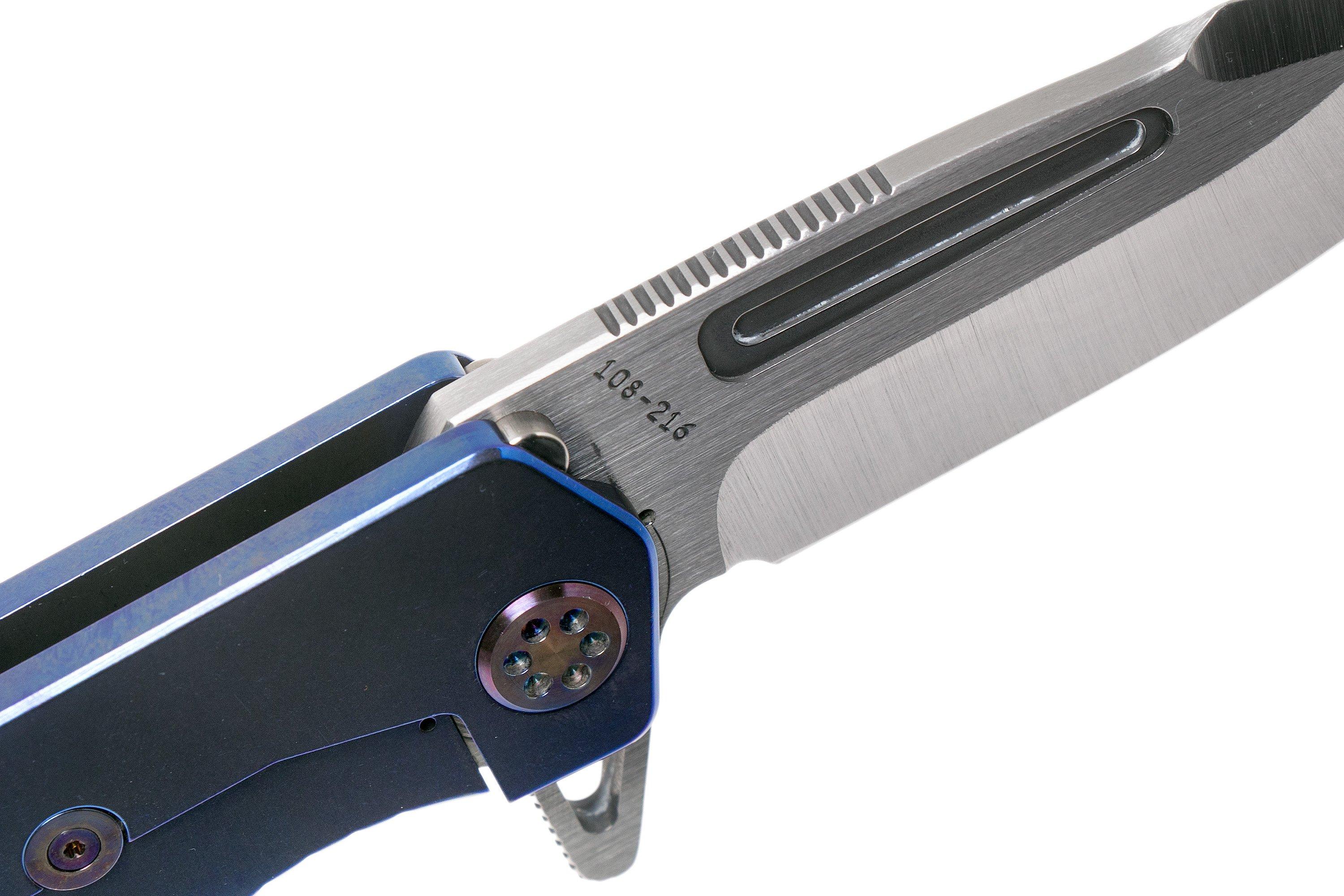 Medford Proxima S35VN, Tumbled Blade, Blue Handle, Flamed Hardware ...