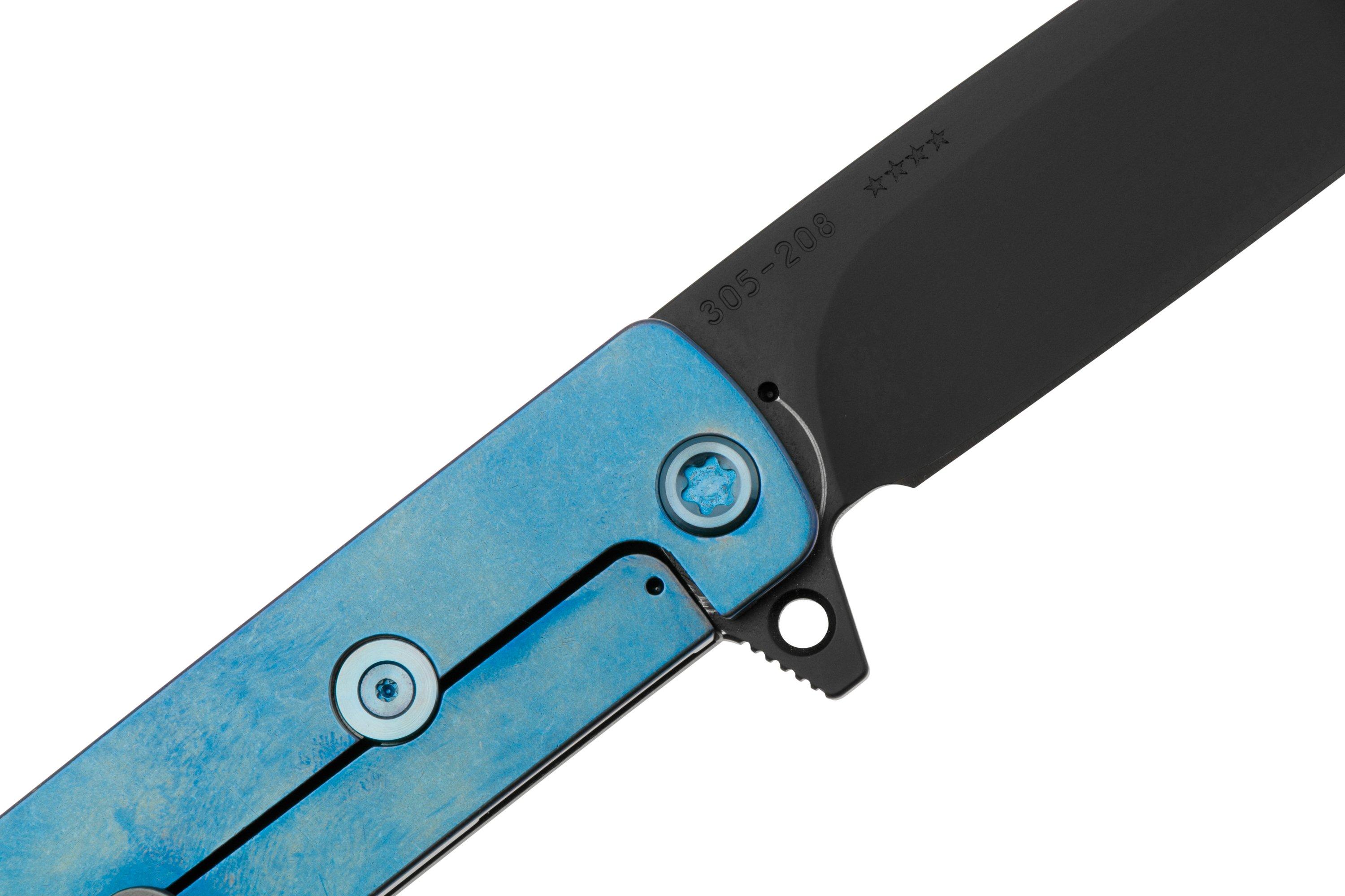 Medford M-48, S45VN PVD Droppoint, Black Handle, Blue Spring, Blue ...