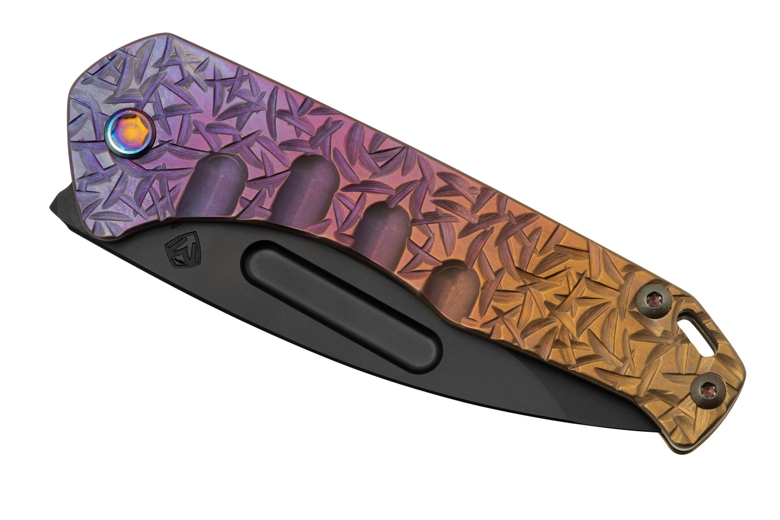 Medford Prae Slim, S45VN PVD Drop Point Blade, Violet Bronze Jasmine ...