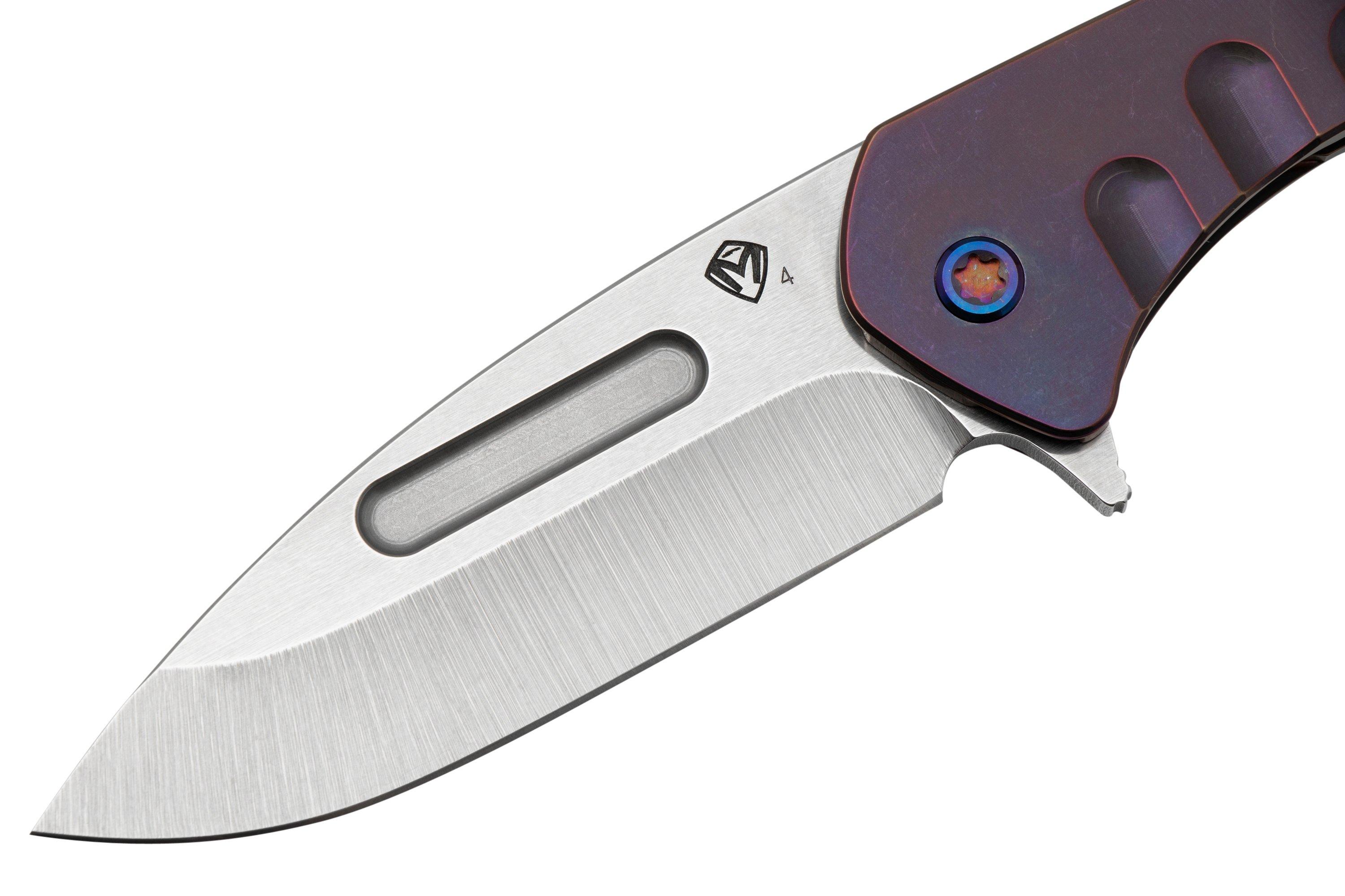 Medford Prae Slim Flipper, S45VN Tumbled Drop Point Blade, Violet ...