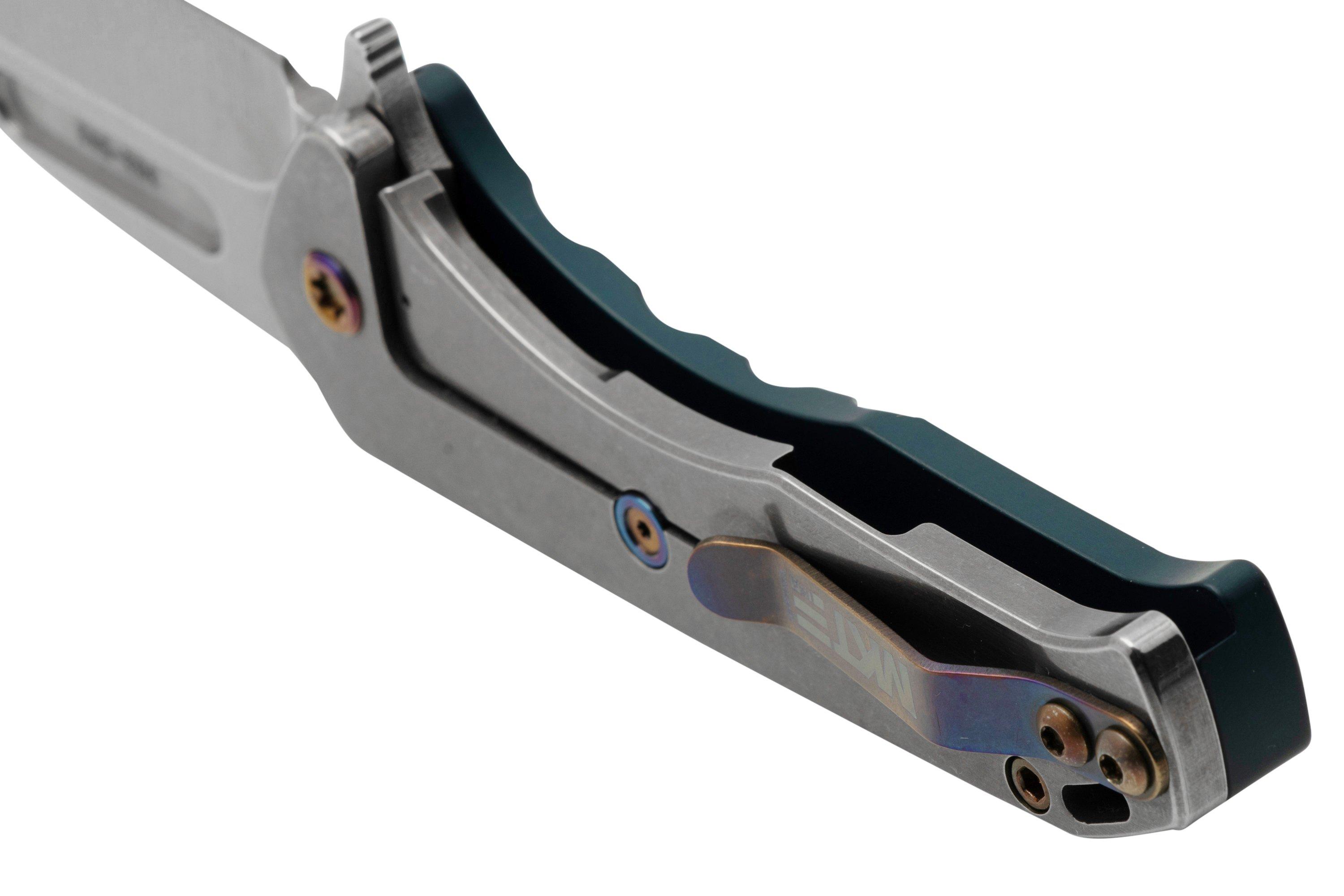 Medford Swift FL Flipper, S45VN Tumbled Blade, Blue Handle, Tumbled ...