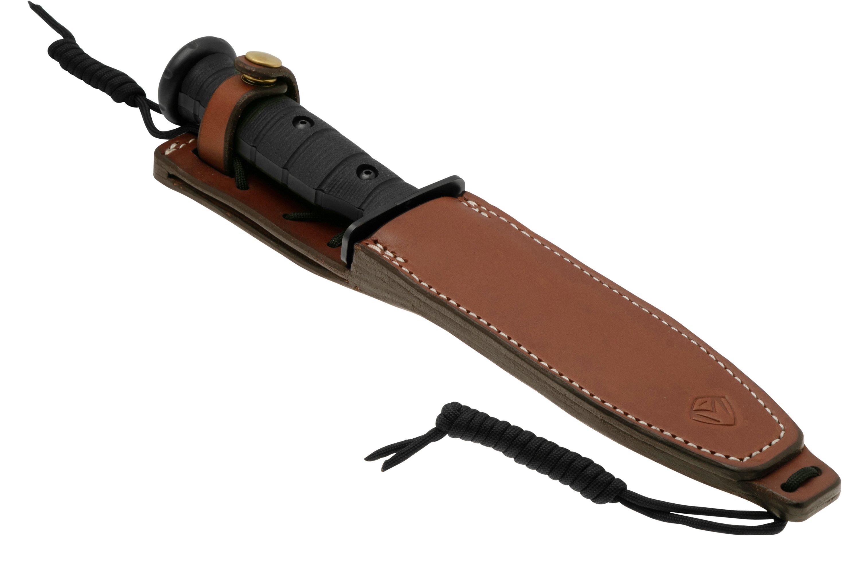 Medford USMC Fighter 23-UF-01, S35VN PVD Blade, Black G10, couteau de survie avec étui en cuir ...