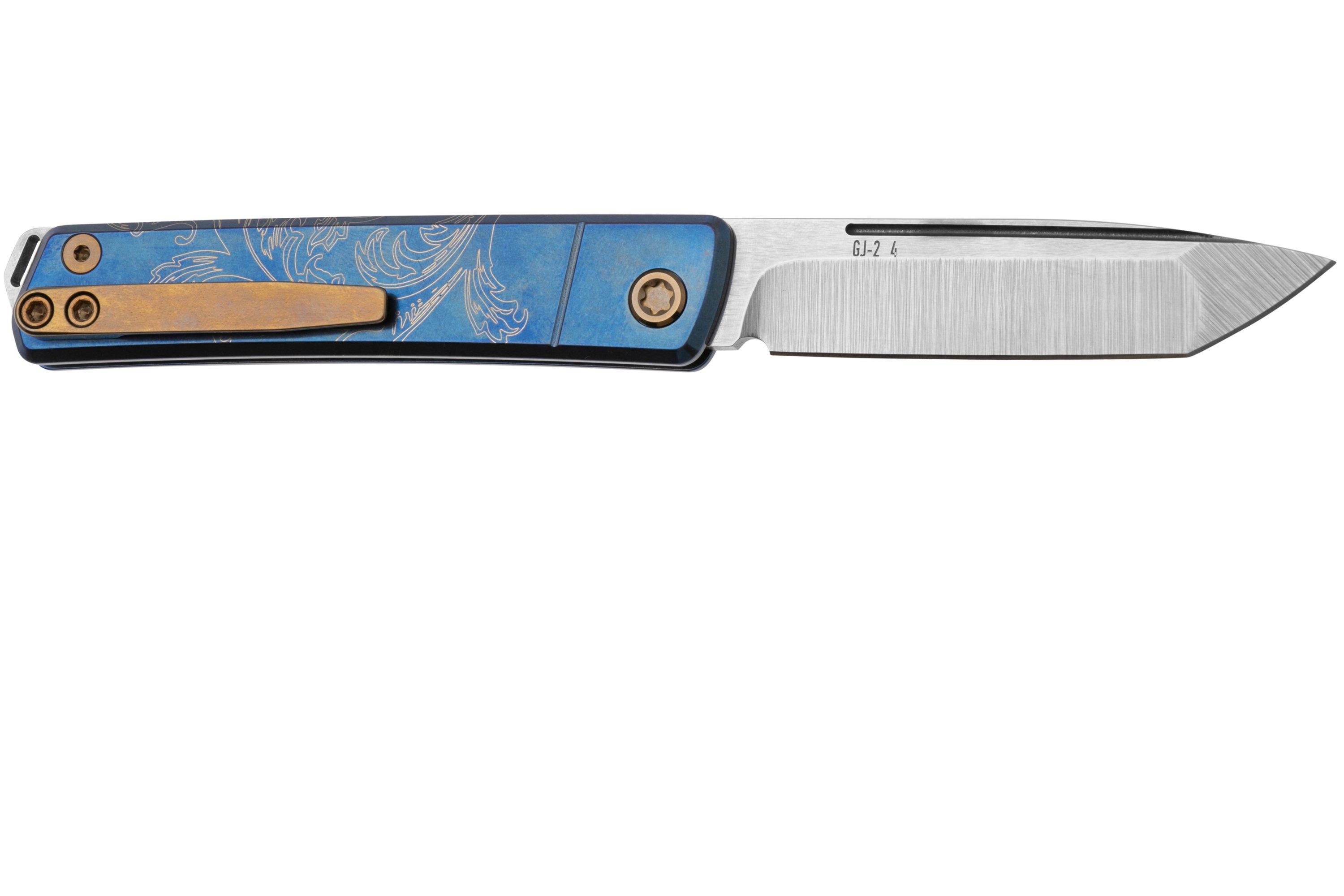 Medford Gentleman Jack 24-GJ-03 CPM S45VN Tumbled Tanto Blade, Blue ...