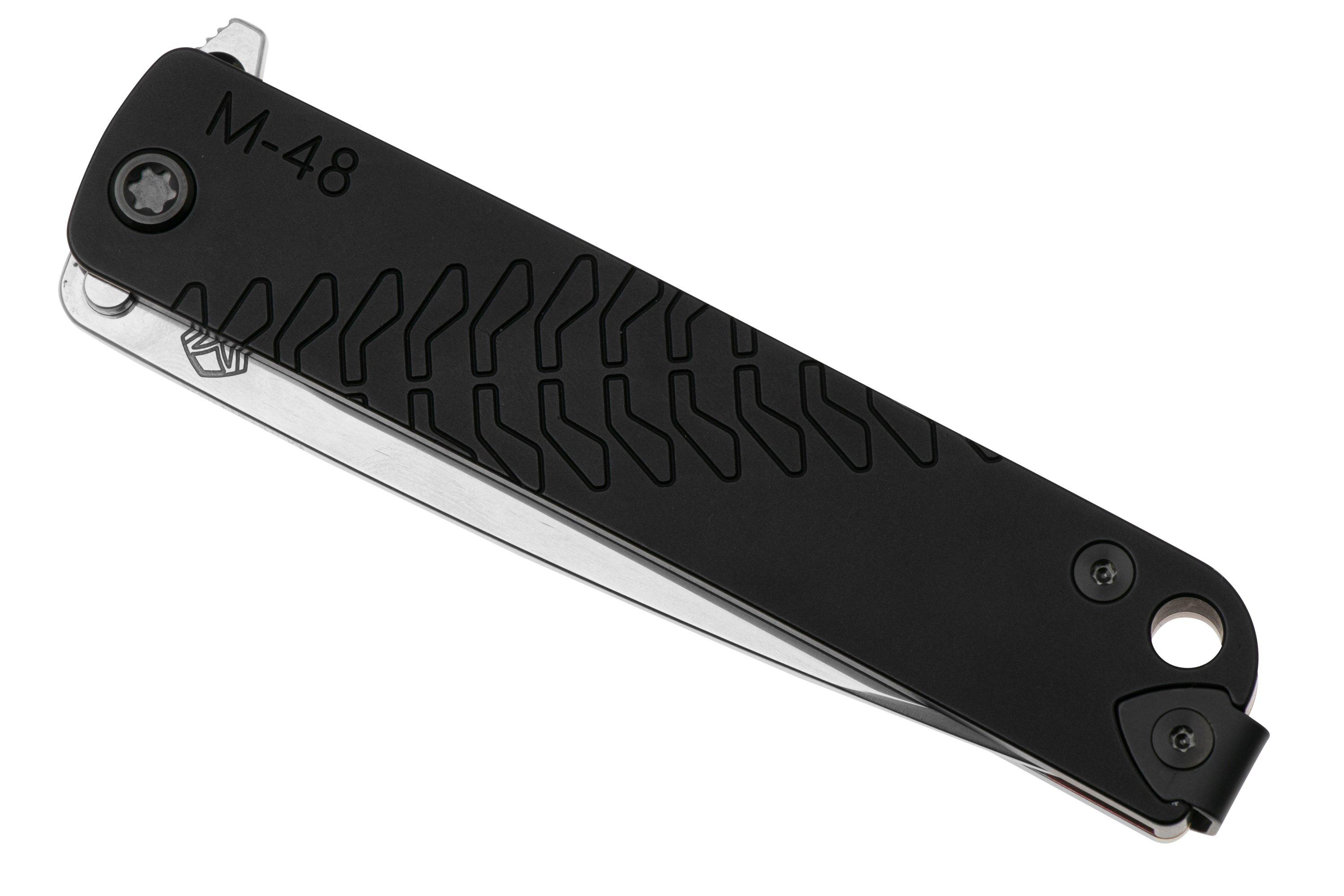 Medford M-48, 24-M48-02, S45VN Tumbled Blade, Black Aluminum Handle ...