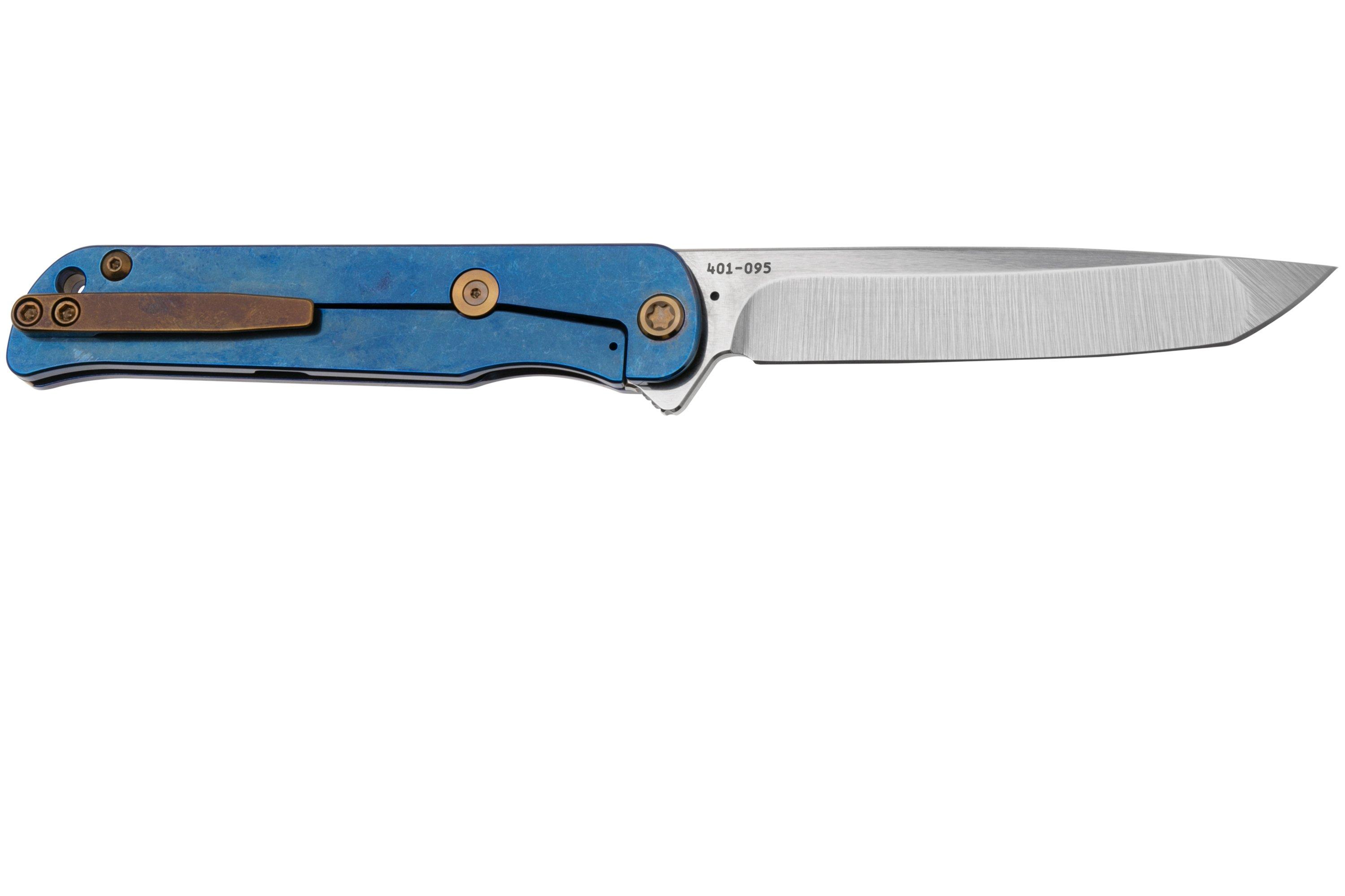 Medford T-Bone 24-TB-01 Tumbled S45VN Tanto Blade, Blue Mosaic Handle ...