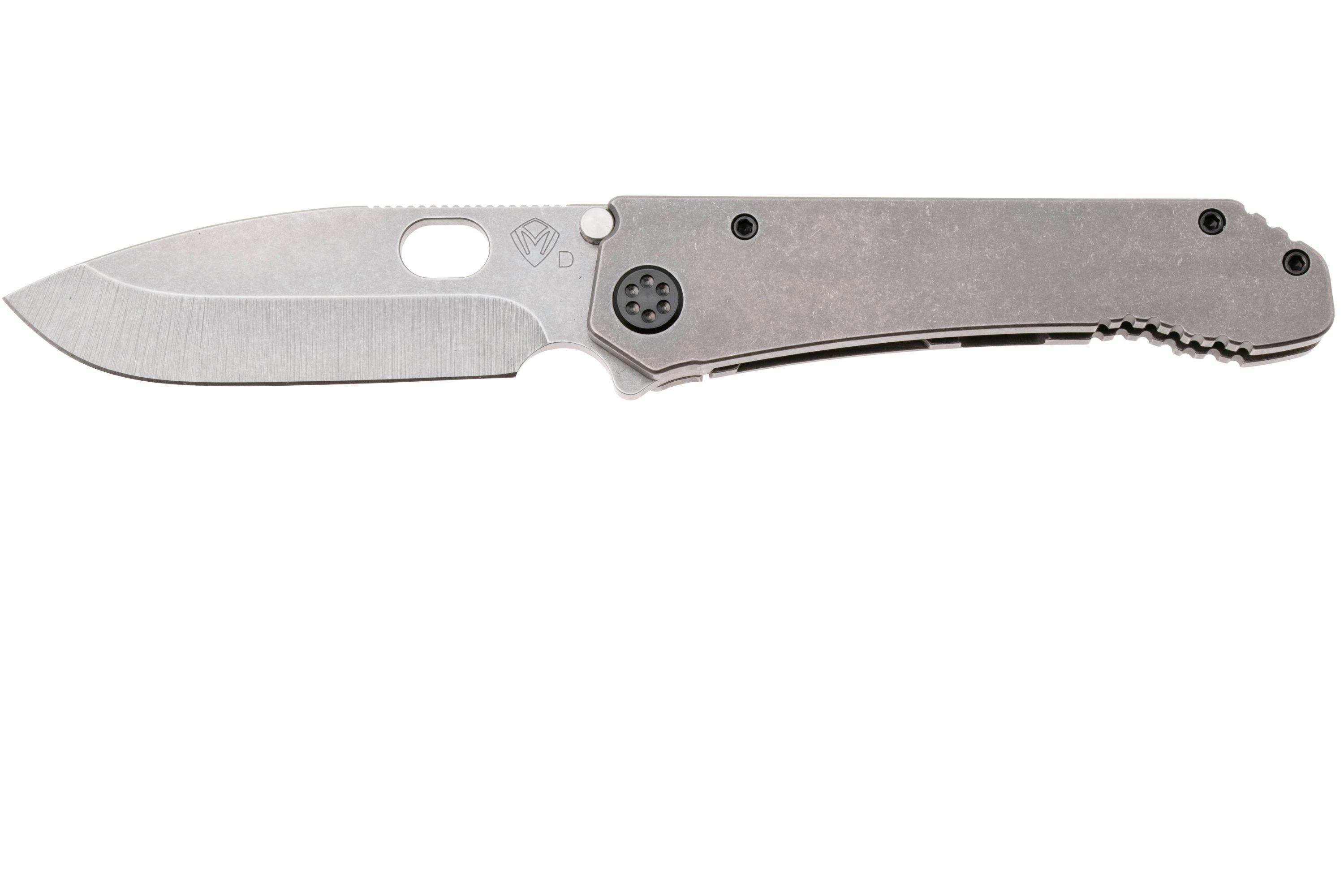 Medford 187 DP 25-187DP-01, Tumbled D2 Droppoint, Old School Tumbled Handle, Black Hardware ...