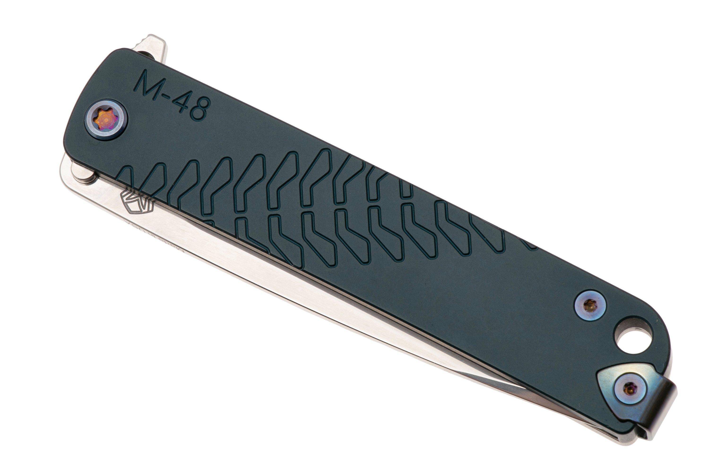 Medford M-48, 25-M48-01, S45VN Tumbled Blade, Blue Aluminum Handle ...