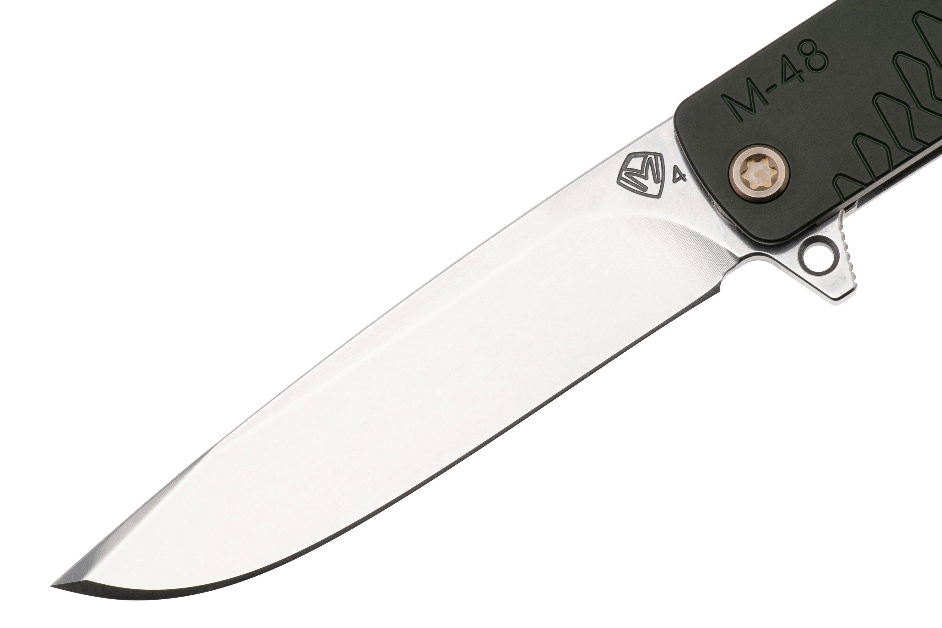 Medford M-48, 25-M48-02, S45VN Tumbled Blade, Green Aluminum Handle ...