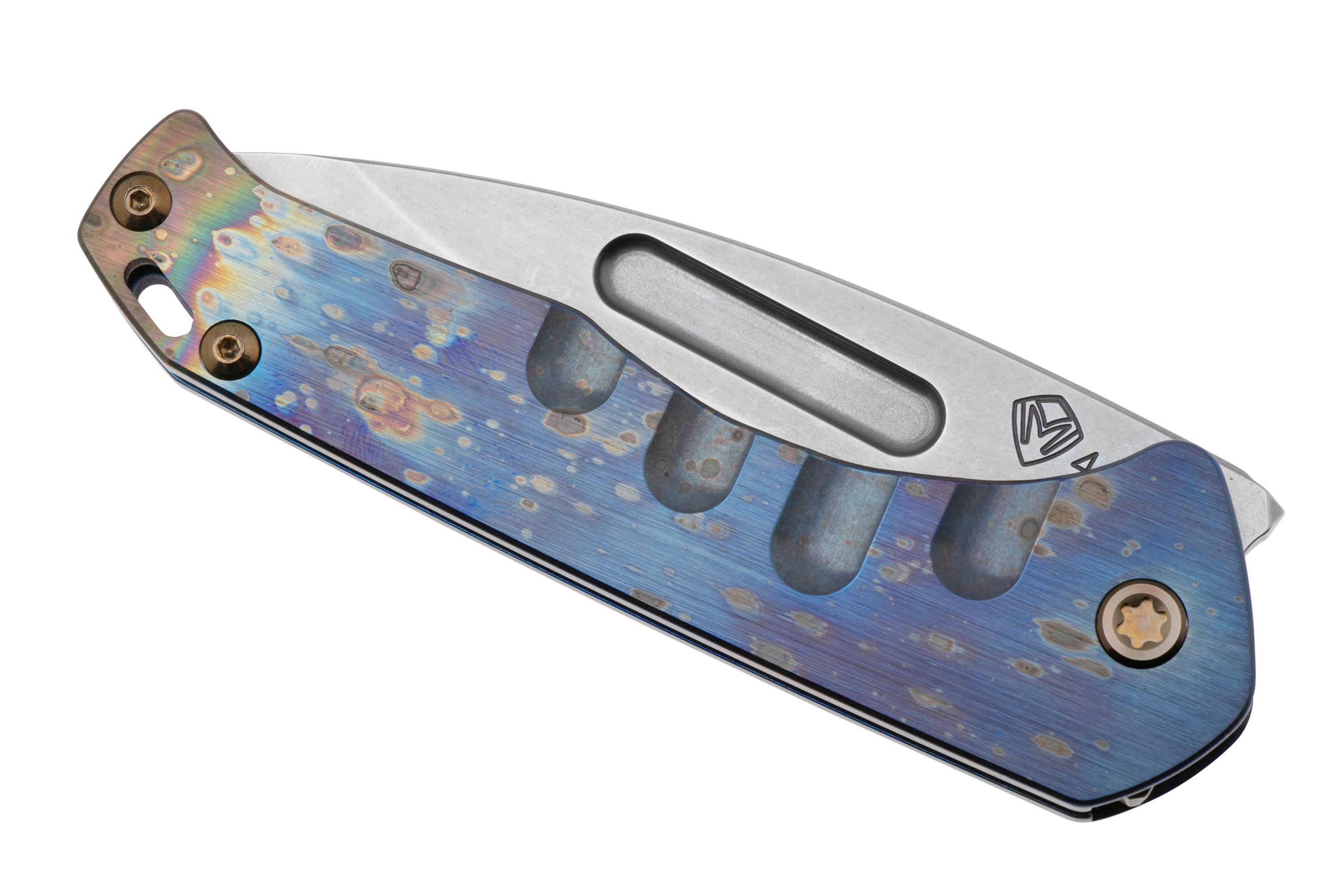 Medford Praetorian Slim 25-PS-01 S45VN Tumbled Drop Point Blade, Brushed and Flamed Solar Flare ...