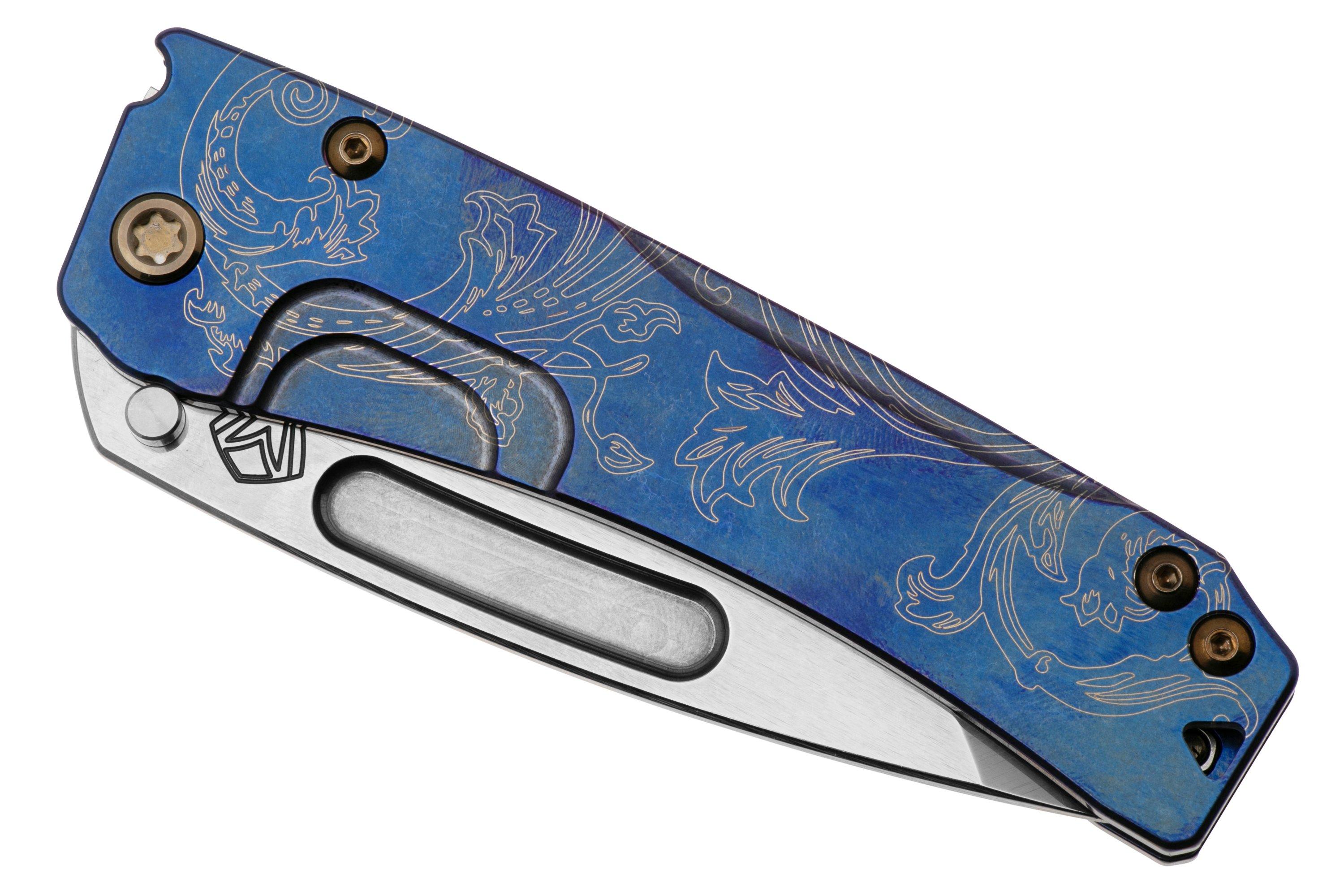 Medford Slim Midi 25-SM-01, S45VN Tumbled Tanto Blade, Violet Bronze Filigree Titanium Handle ...