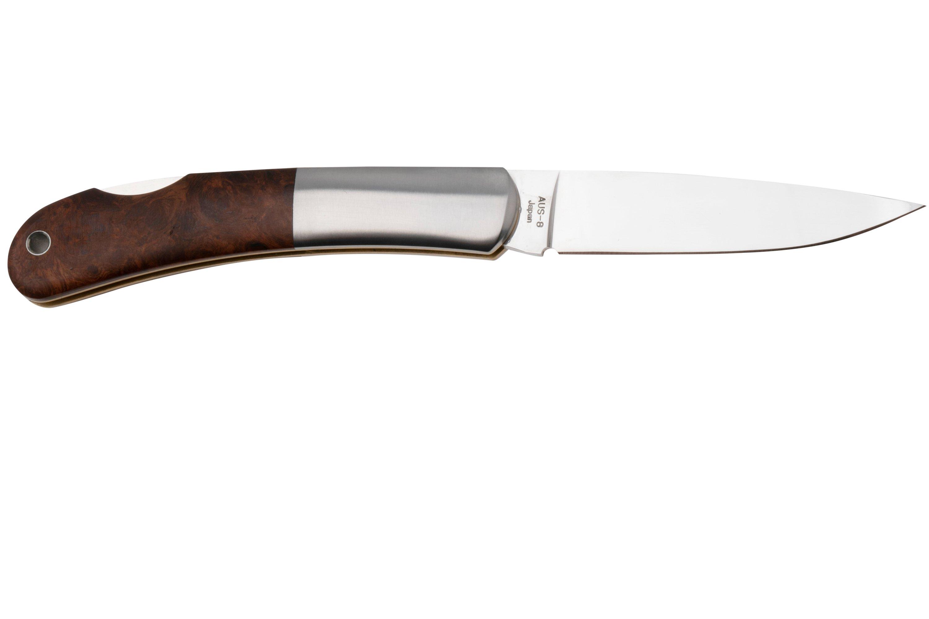 Moki Pliant Lockback 100J Polished AUS8, Quince Wood, pocket knife ...