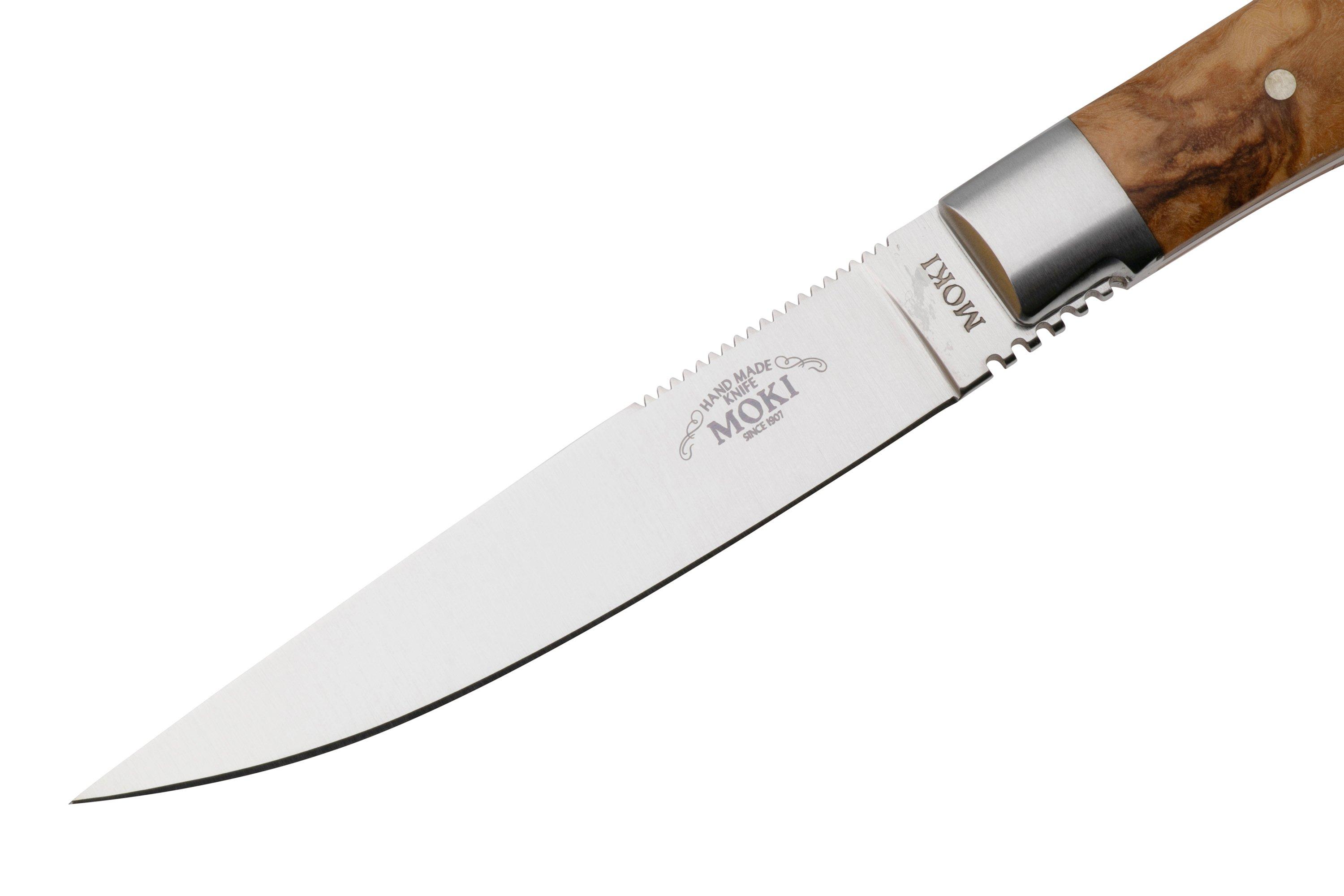Moki Bird and Trout 535OL Satin AUS8, Olive Wood, fixed knife ...