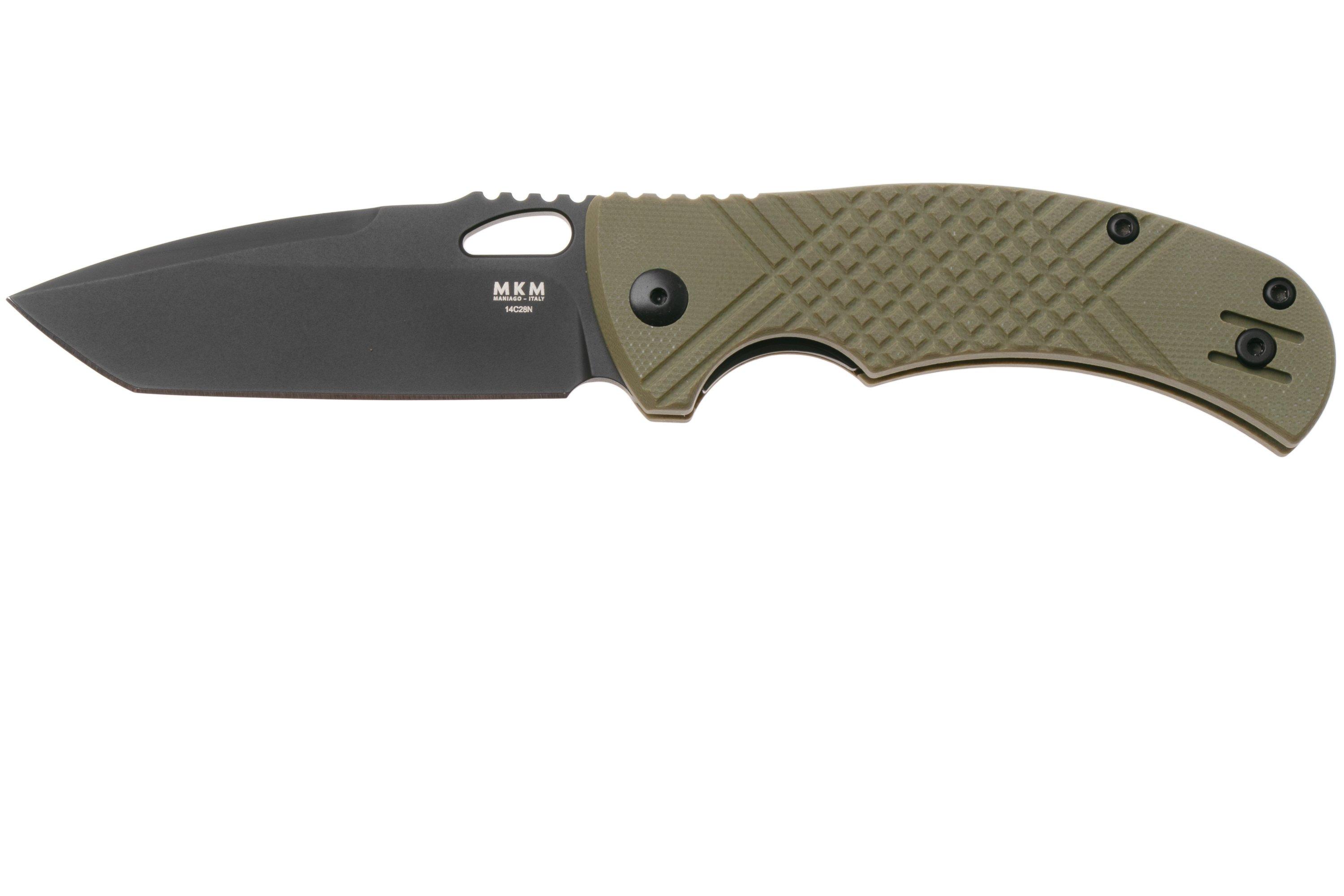 MKM Ciras MK CR-GODB Black 14C28N, OD Green G10, pocket knife, Les ...