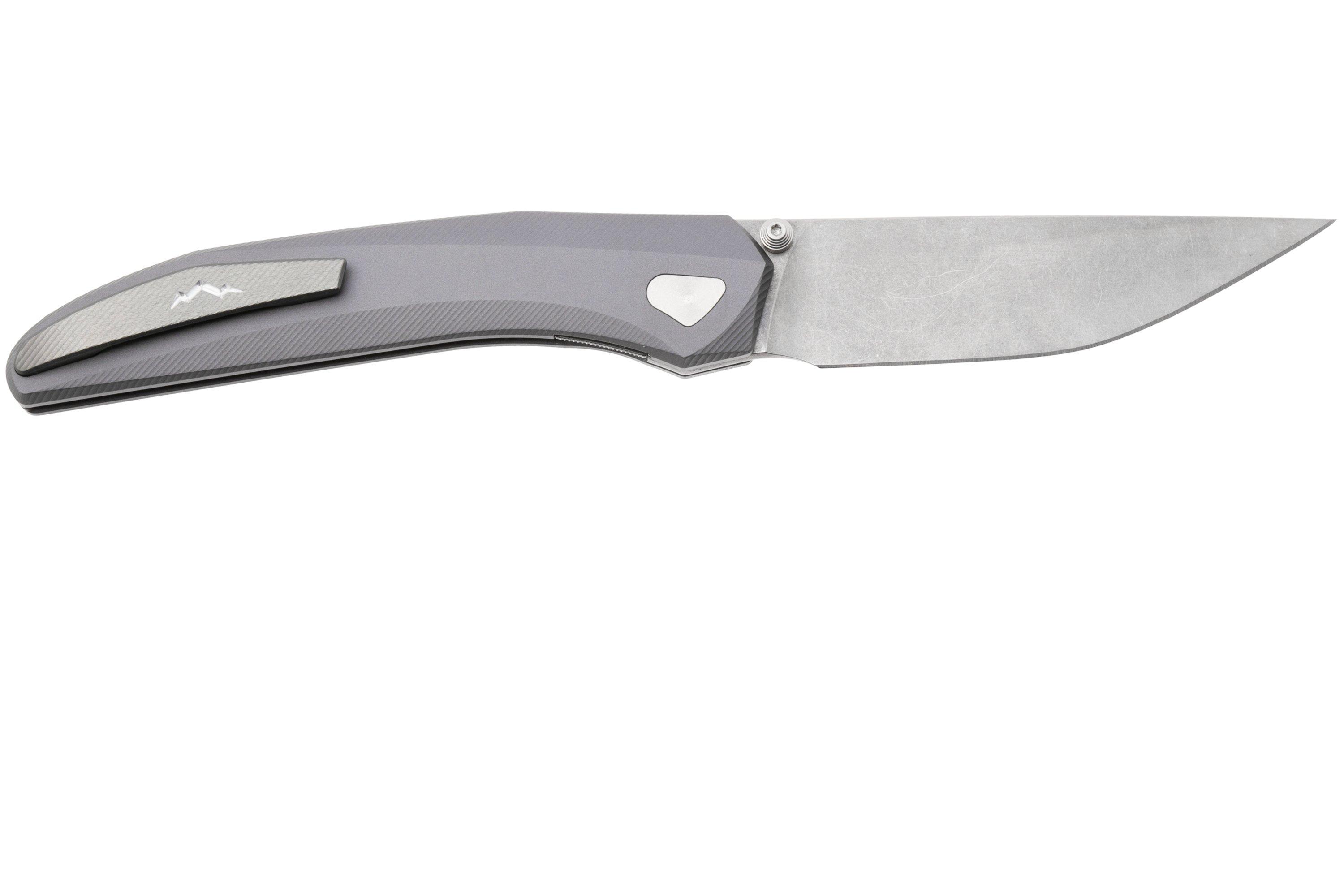 MKM Detonario DT-AT Stonewashed Böhler M390, Titanium Finish Aluminium ...