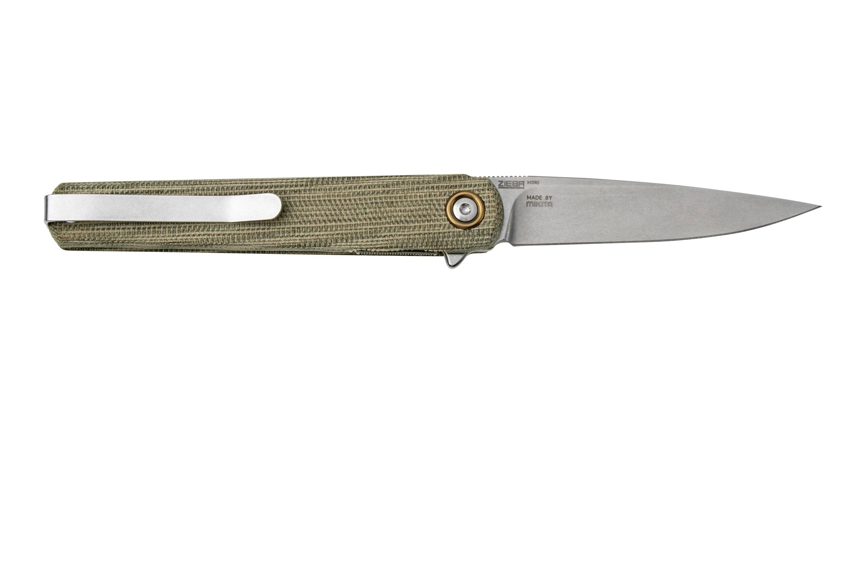 MKM Flame Light FL01L-GC drop blade, green micarta, pocket knife ...