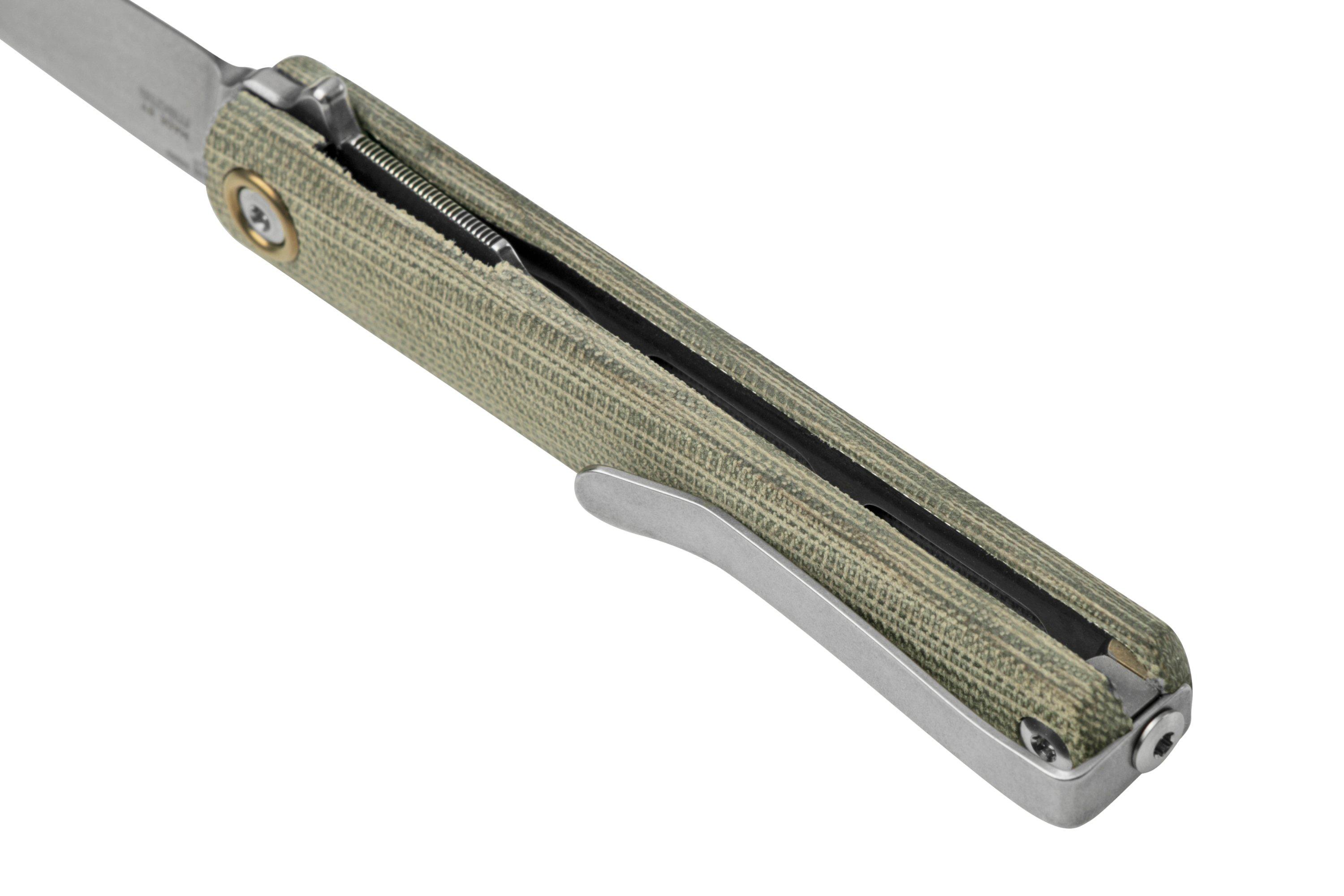 MKM Flame Light FL01L-GC drop blade, green micarta, pocket knife ...
